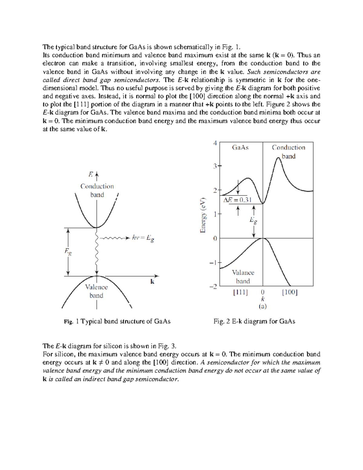 Direct and indirct Band gap semiconductor - The typical band structure ...