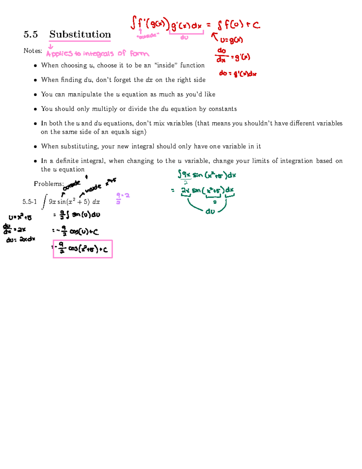 5.5 substitution - Professor Wouter Van Limbeek - 5 Substitution Notes ...