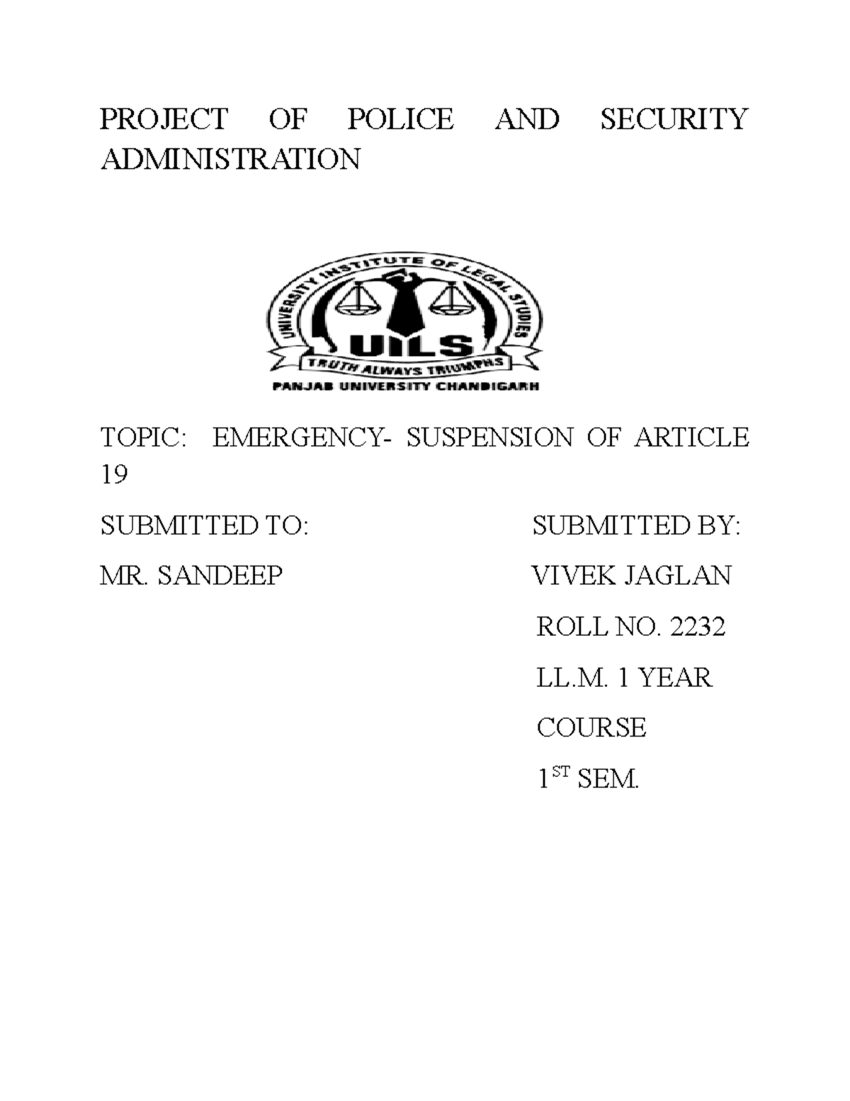 Project OF Police AND Security Administration 2 - PROJECT OF POLICE AND ...