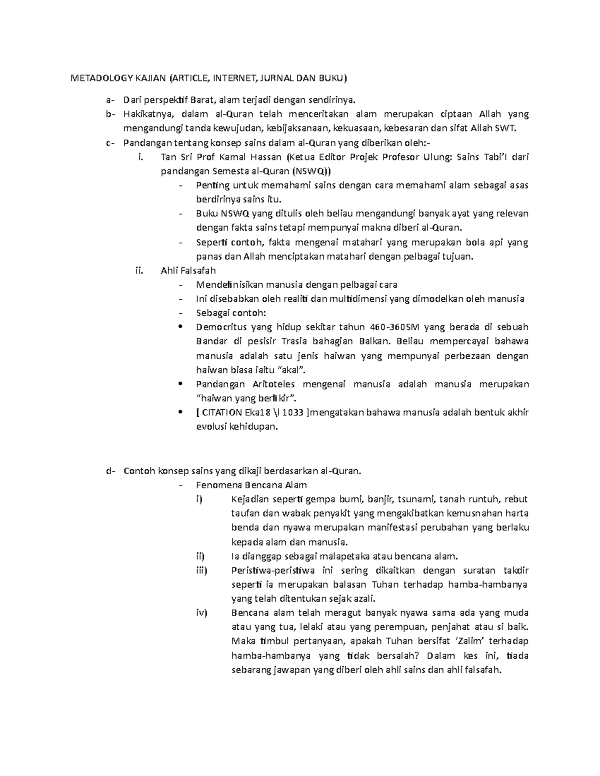 Konsep sains dalam quran - METADOLOGY KAJIAN (ARTICLE, INTERNET, JURNAL ...