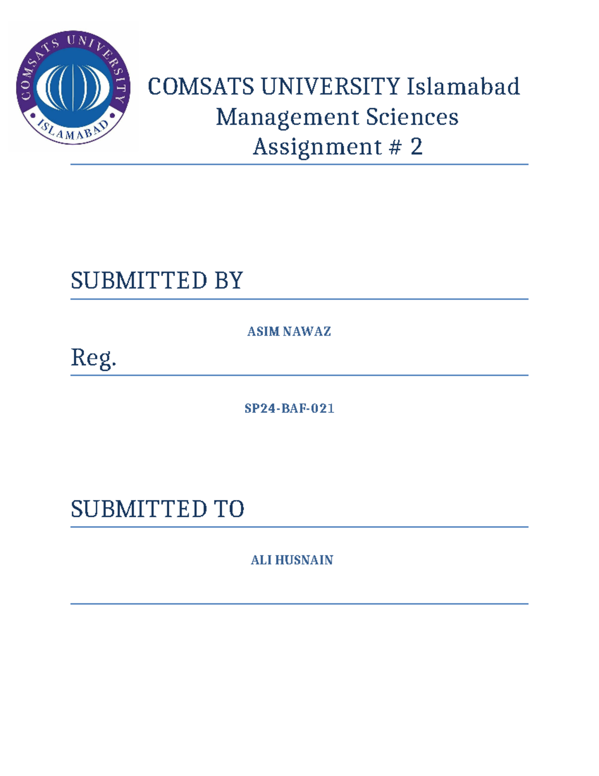 Comsats University Islamabad - COMSATS UNIVERSITY Islamabad Management ...