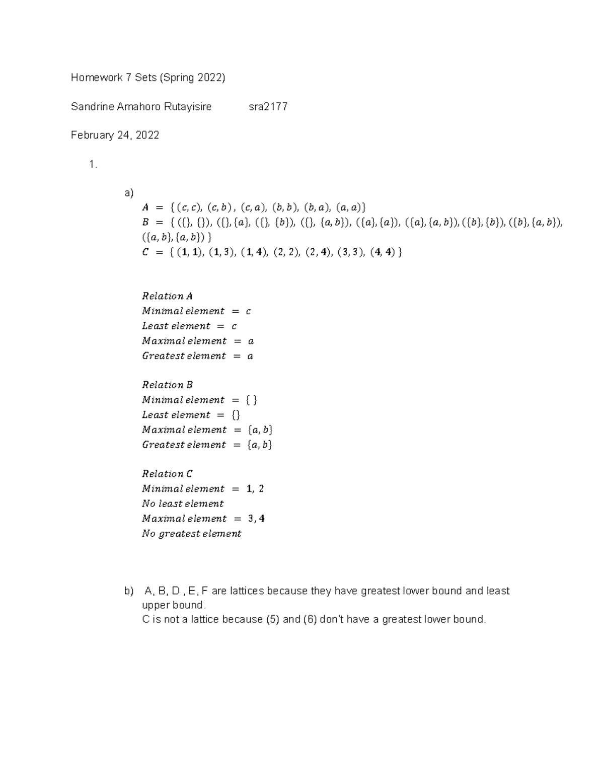 Homework 7 Sets (Spring 2022) - Discrete Math - Homework 7 Sets (Spring ...