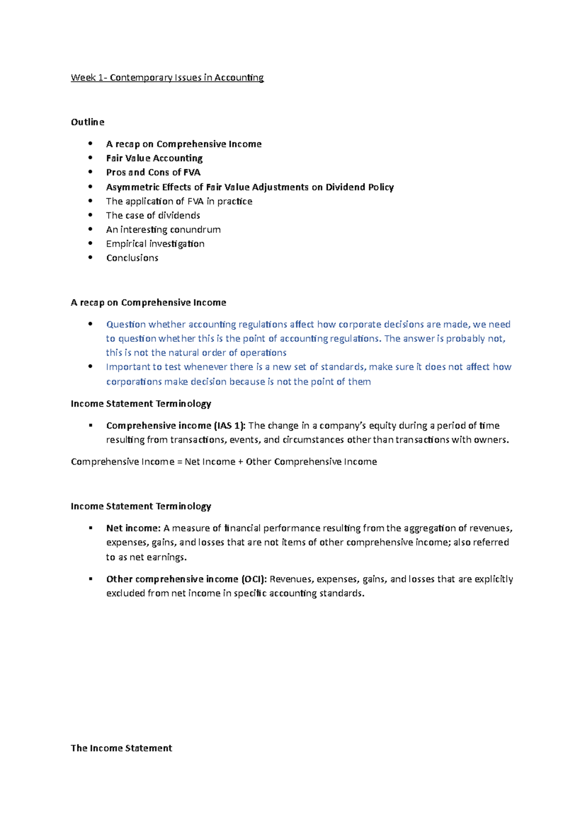 Week 1 Lecture Notes - Week 1- Contemporary Issues in Accounting ...