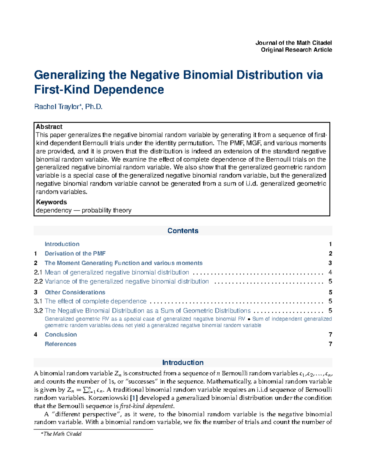 Gen-negative-binomial - Journal of the Math Citadel Original Research ...