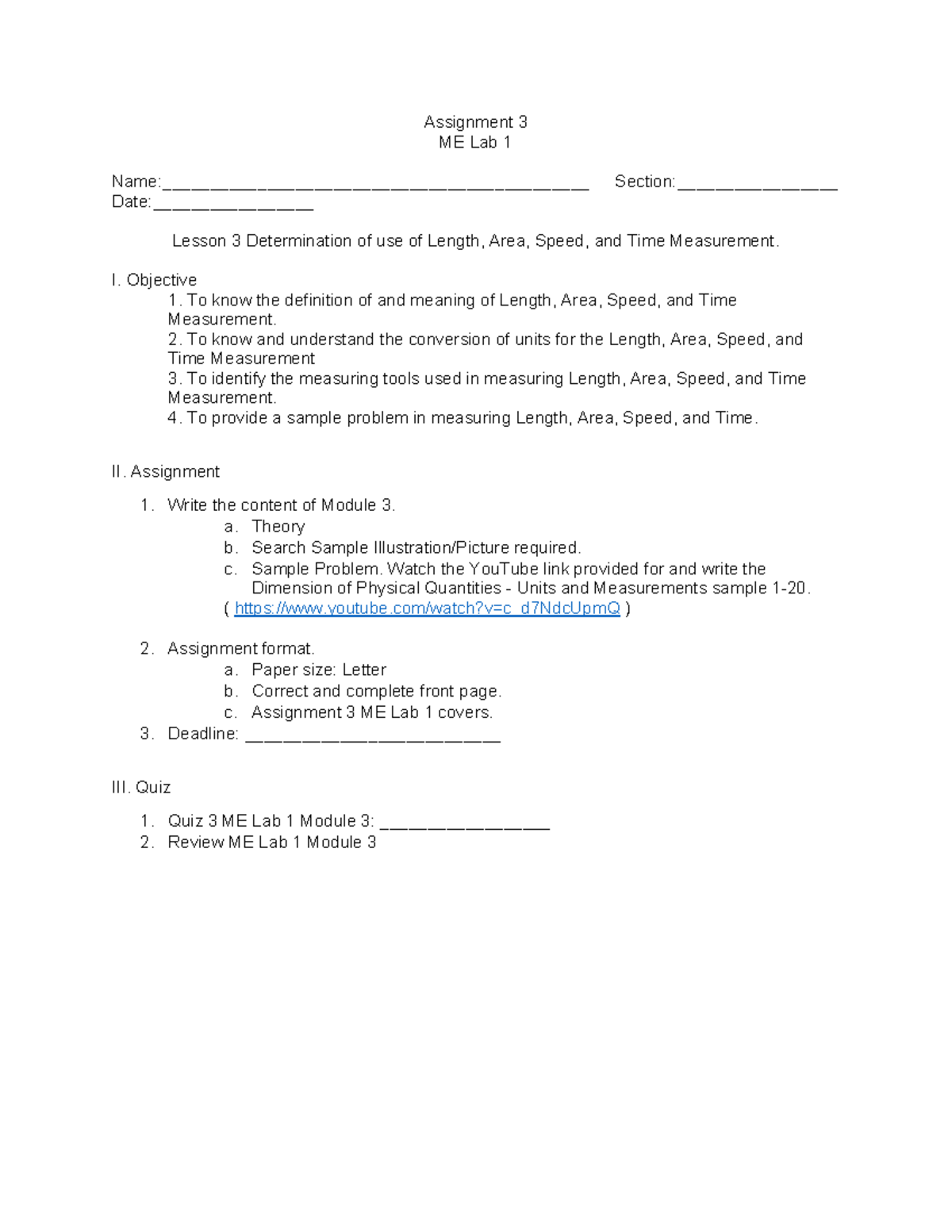 Lesson 3 - ME Laboratory 1 - Assignment 3 ME Lab 1 - Studocu