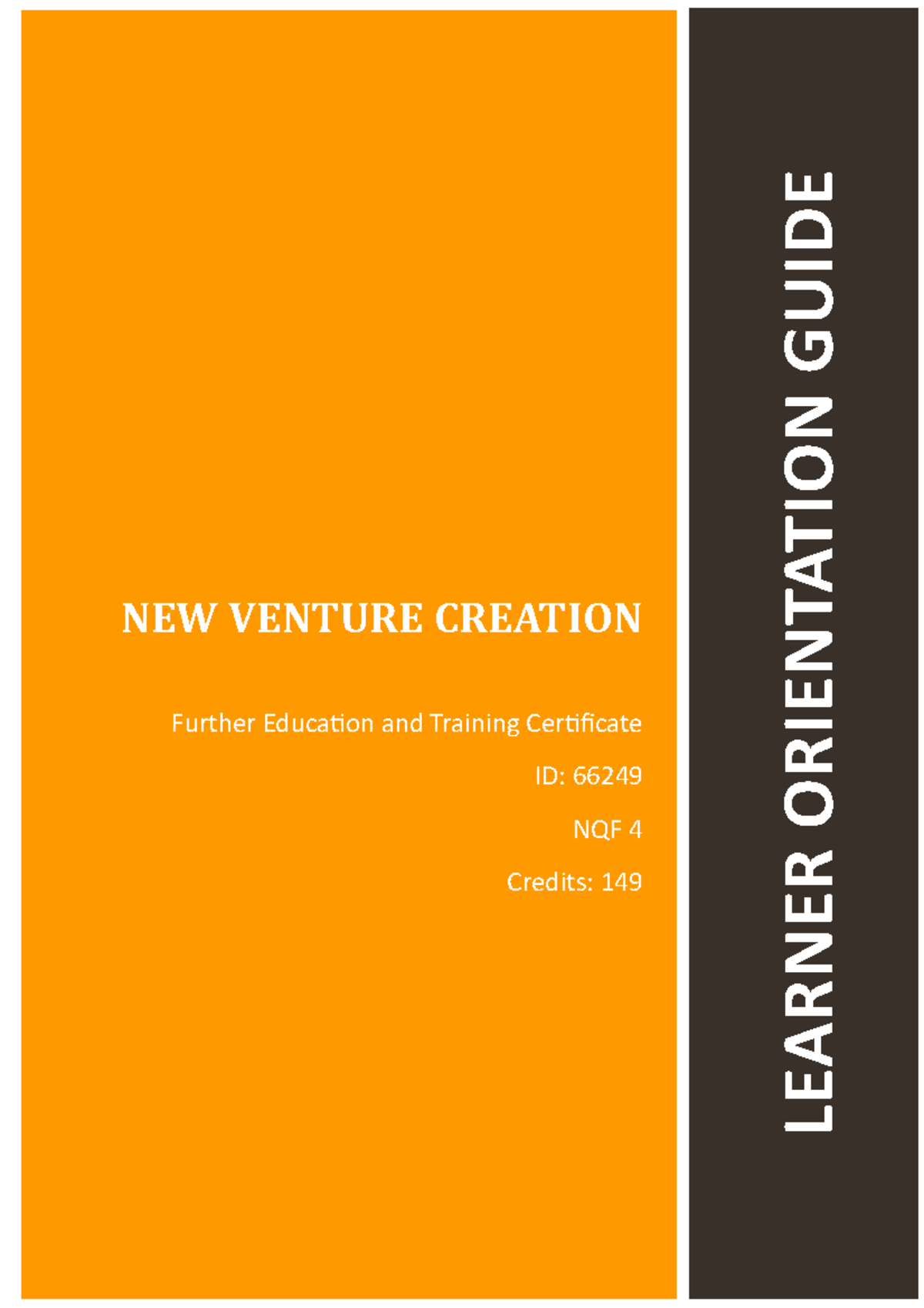 Learner Orientation Guide - LEARNER ORIENTATION GUIDE NEW VENTURE ...
