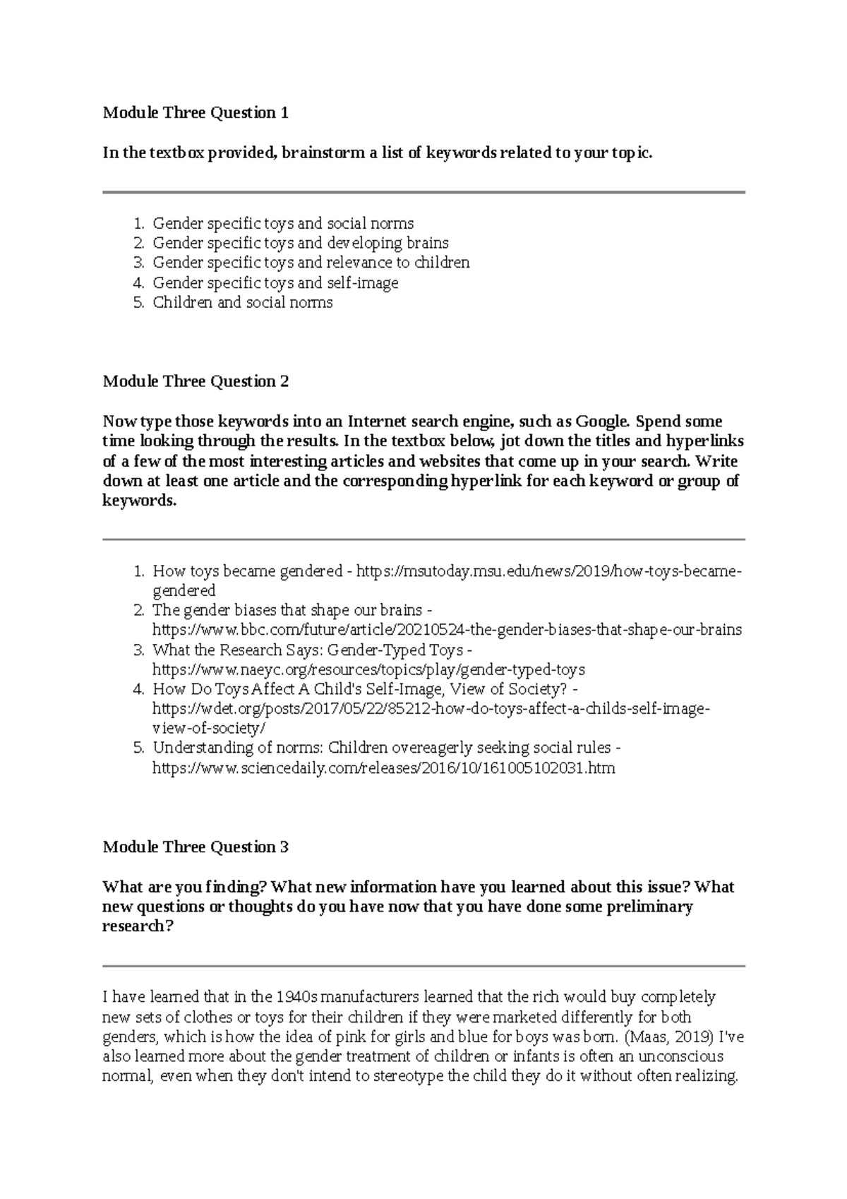 Module Three Short Answers Module Three Question 1 In The Textbox Provided Brainstorm A List