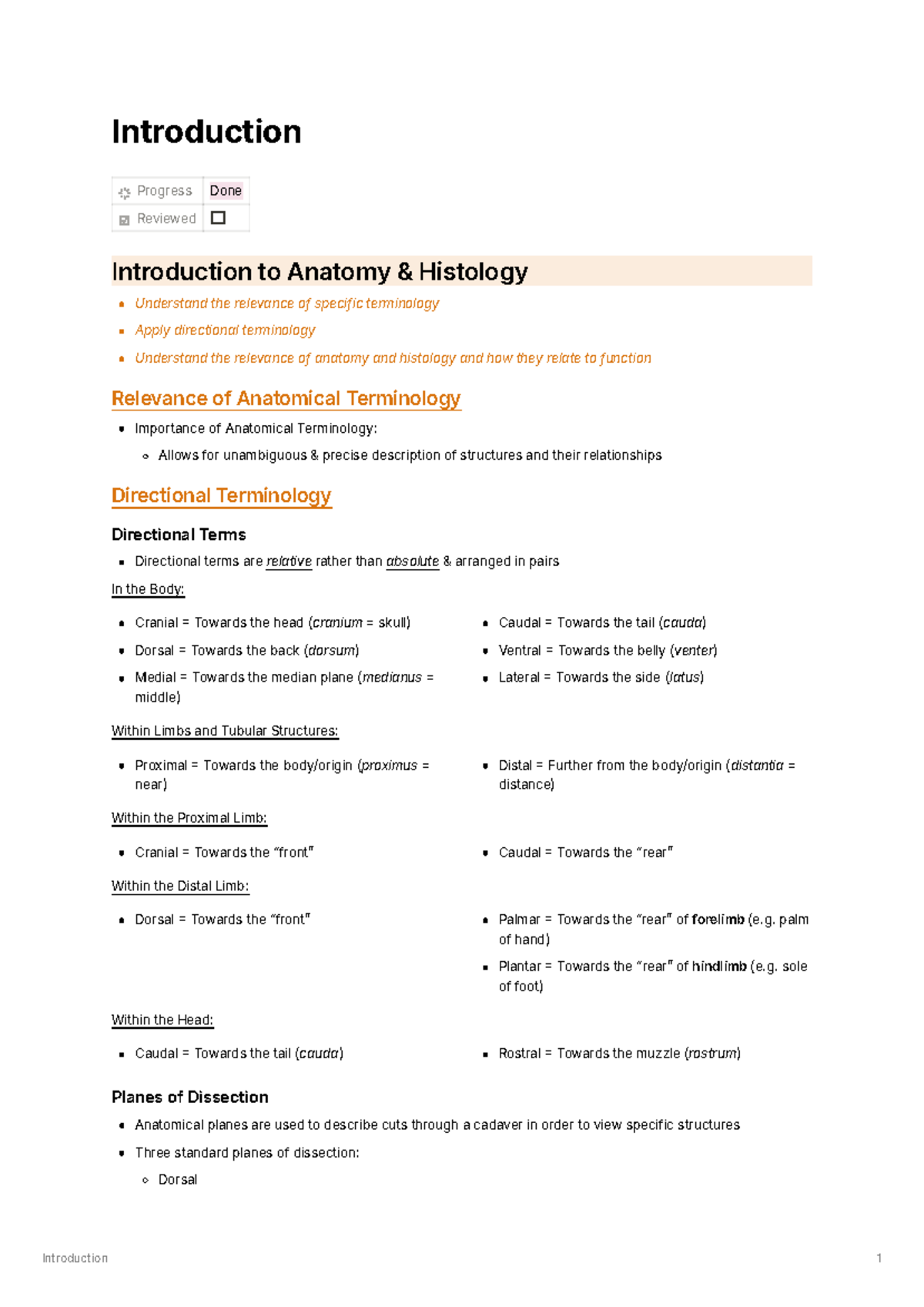 AVBS2007 Animal Structure and Function - Introduction Module ...