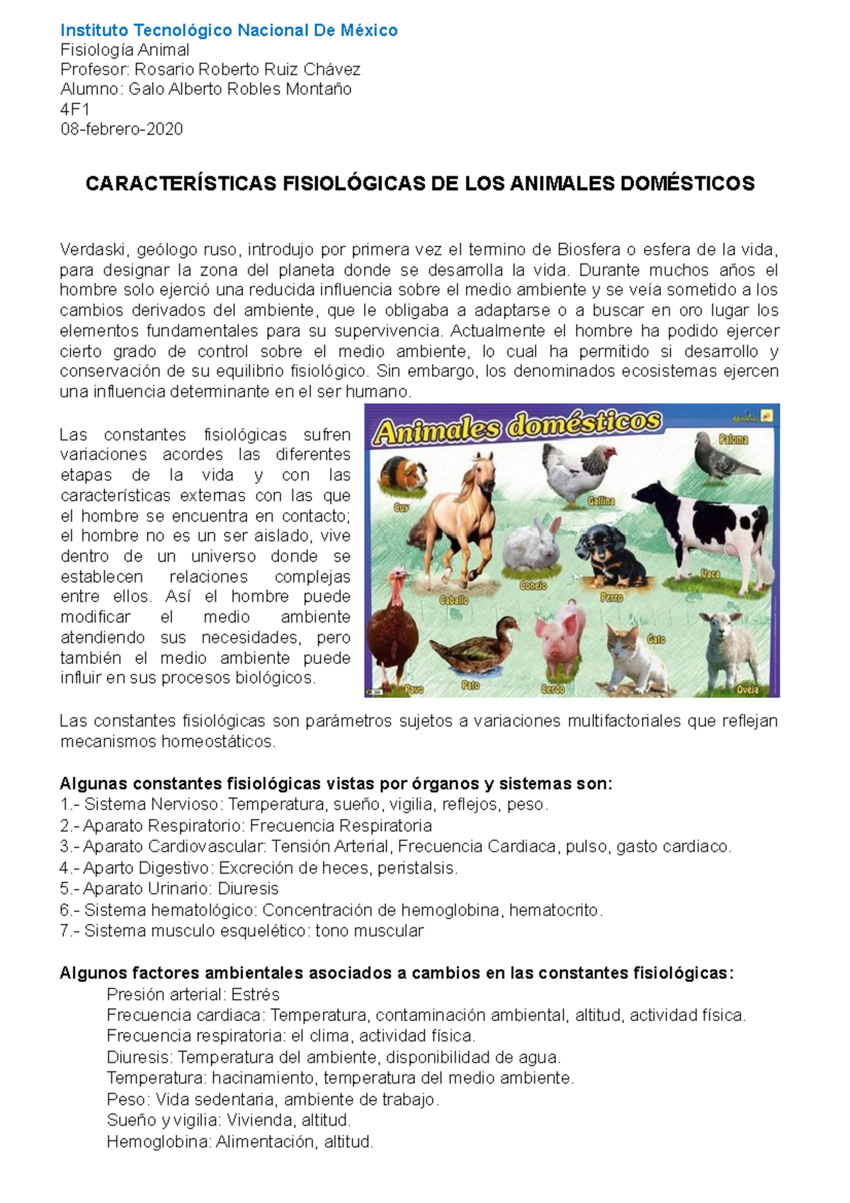 Características Fisiológicas DE LOS Animales Domésticos - Fisiología ...