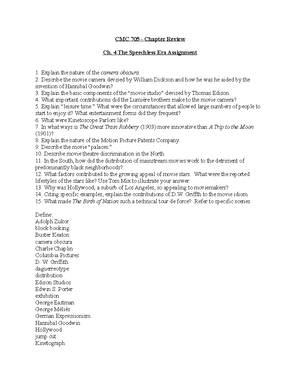 CMC 705 - Chapter 6 Assignment - CMC 705 - Chapter Review Ch. 6 The Electronic Era Assignment ...