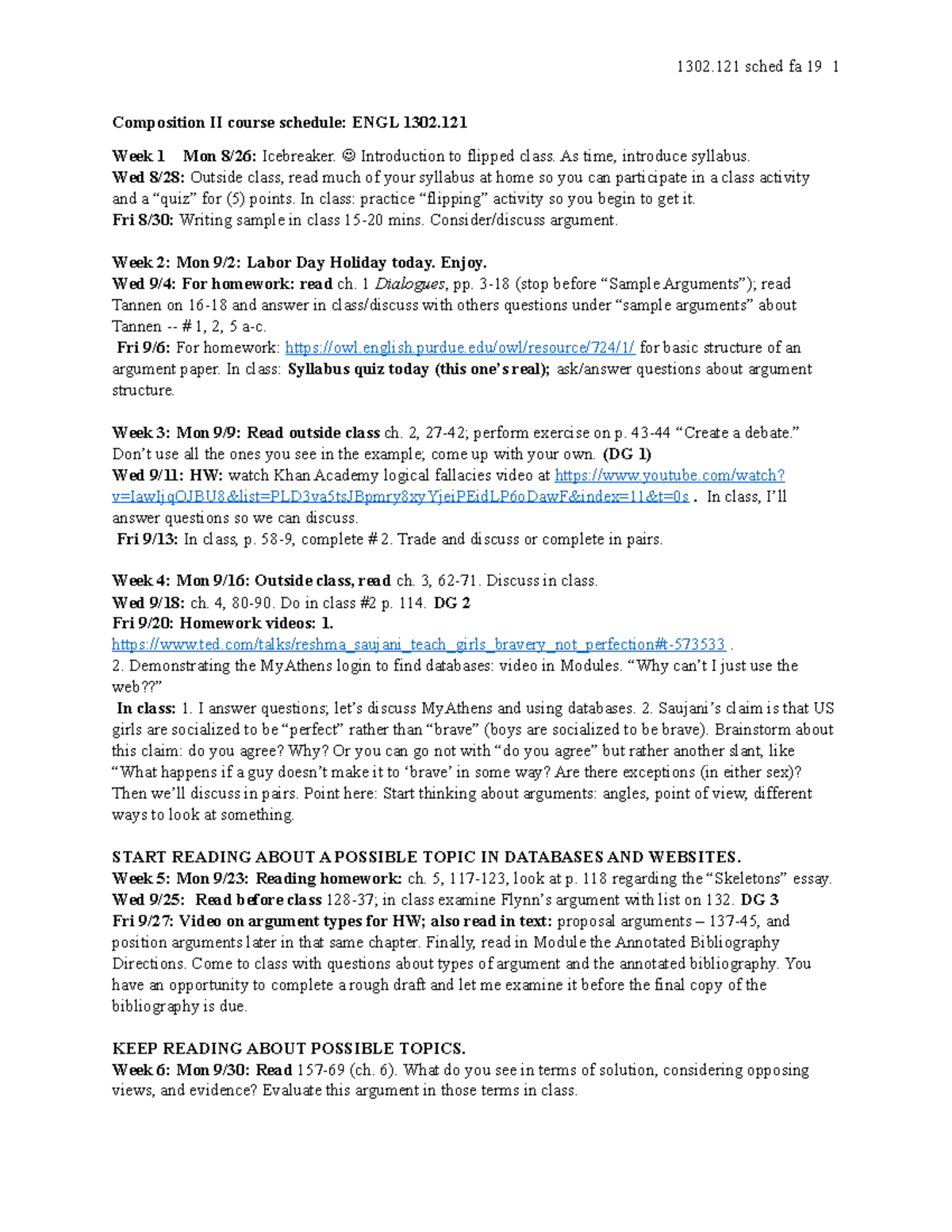 Mla document style text to format - 1302 sched fa 19 1 Composition II ...