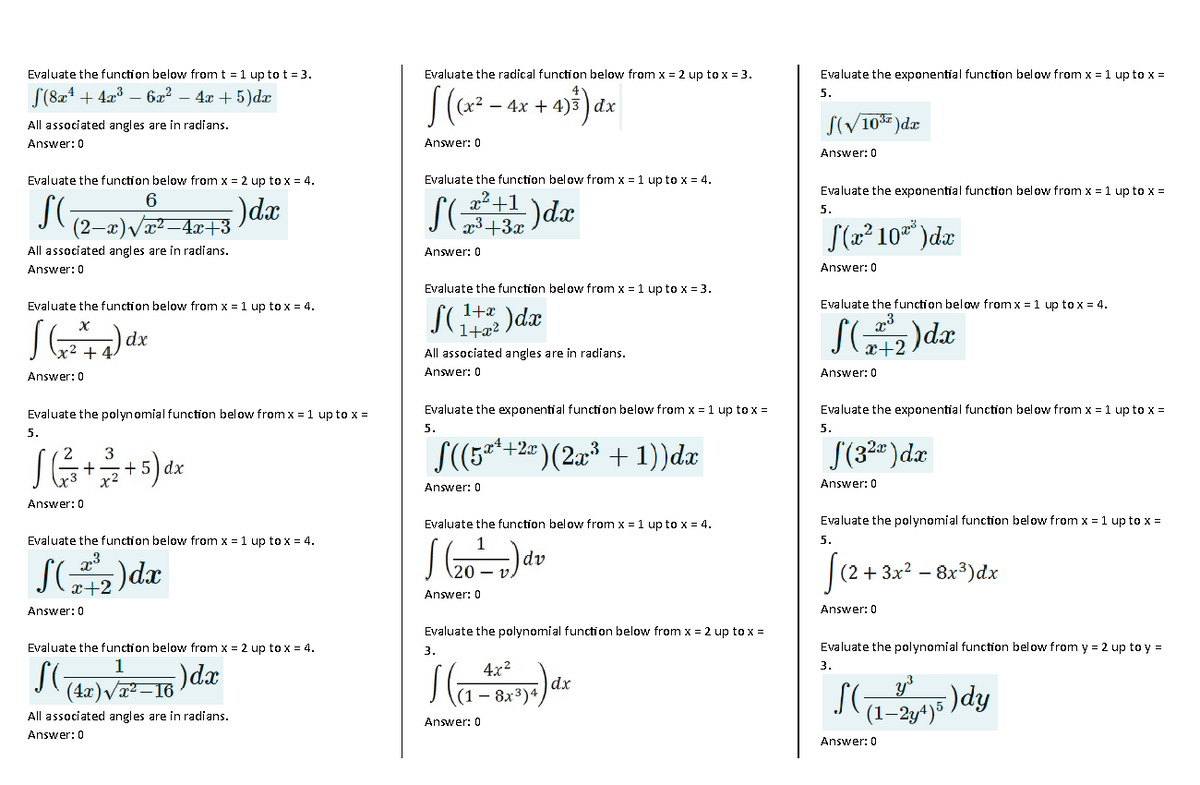 Basic CAL WEEK 13 15 Reviewer - Evaluate the function below from t = 1 up to t = 3. All ...