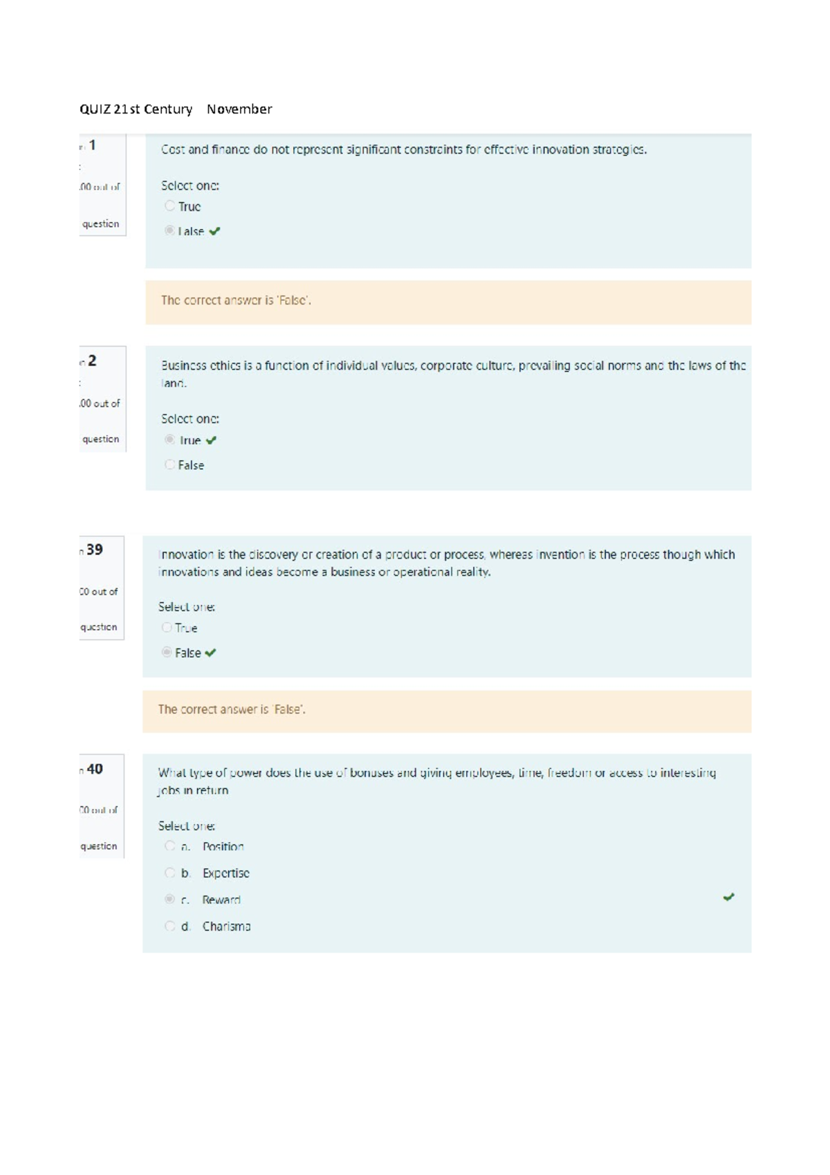 21st. Century quiz - quiz multiple choice - ECON07003 - QUIZ 21st ...