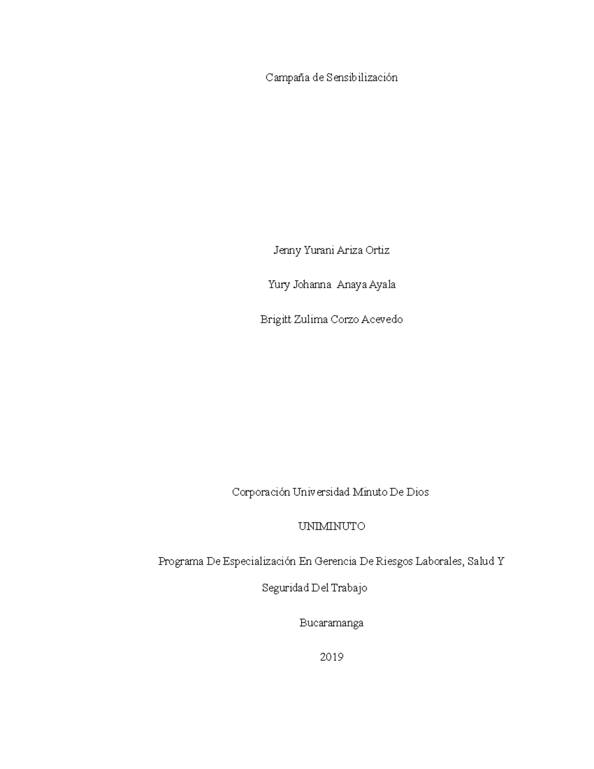 Campaña DE Sensibilizacion - Campaña de Sensibilización Jenny Yurani ...