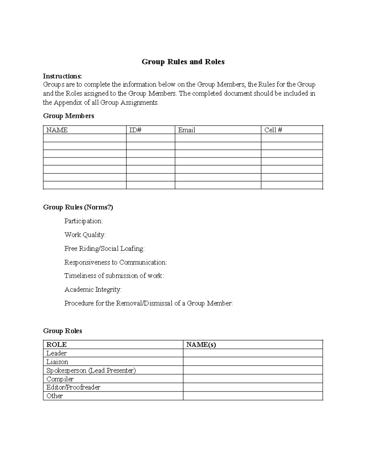 Group Rules and Roles - information - Group Rules and Roles ...