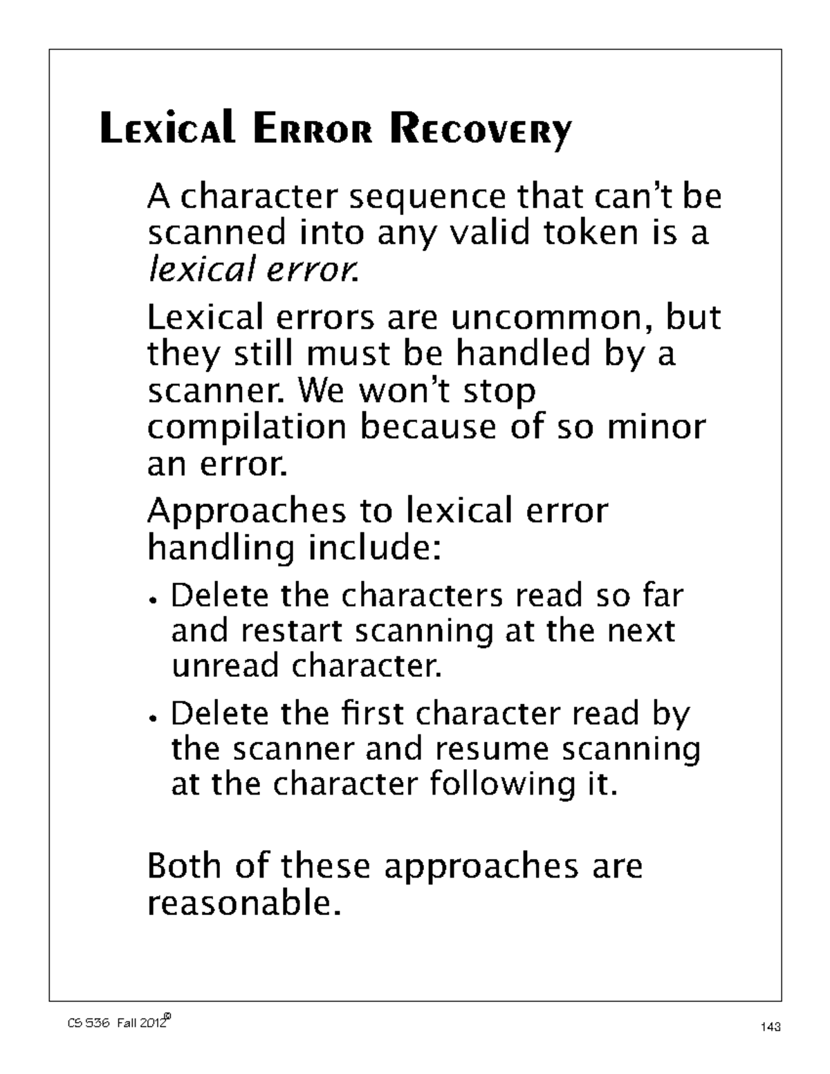Lecture 15 - Compiler design lexical analyser - Lexical Error Recovery ...