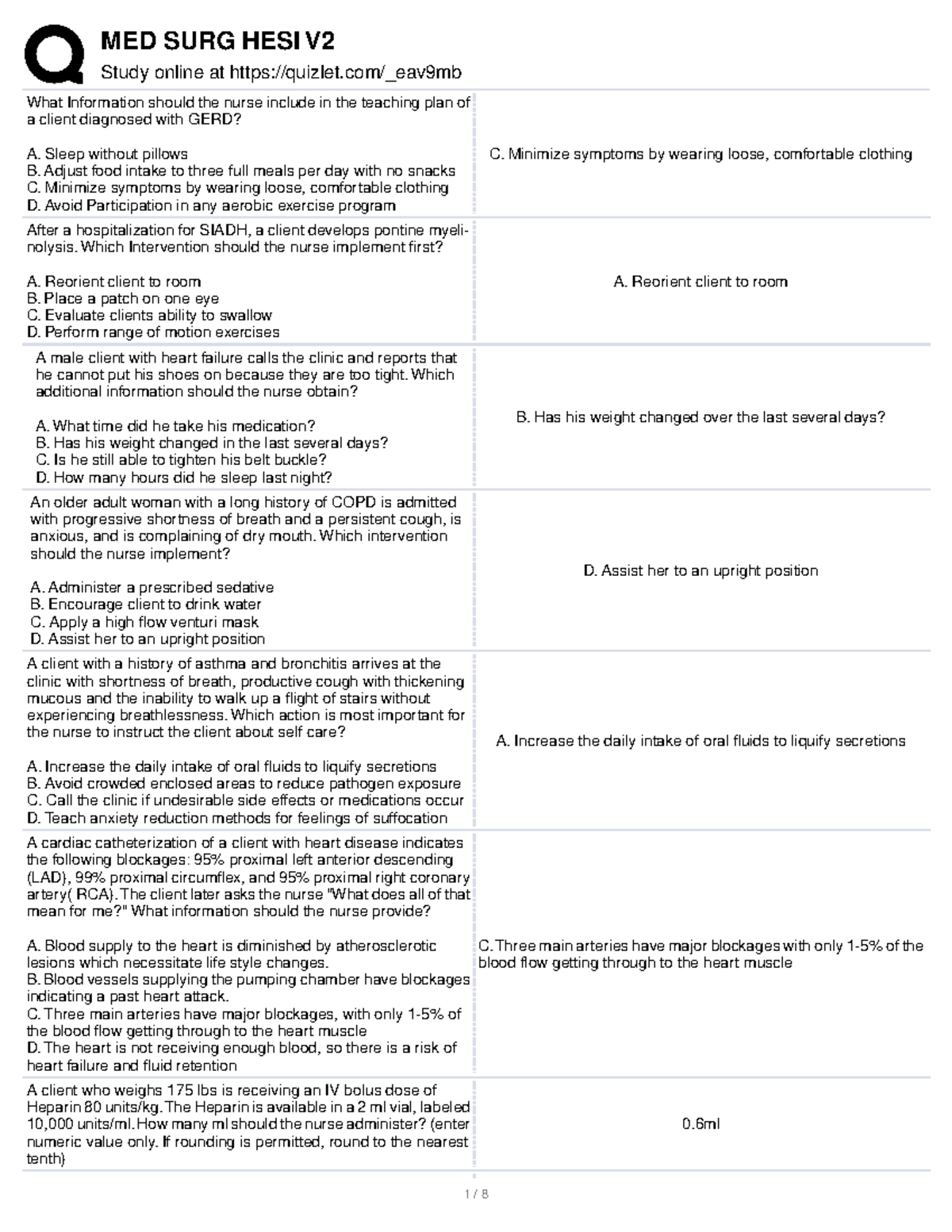 MED SURG HESI V2 CBLM 2 - Study online at quizlet/_eav9mb What Information should the nurse ...