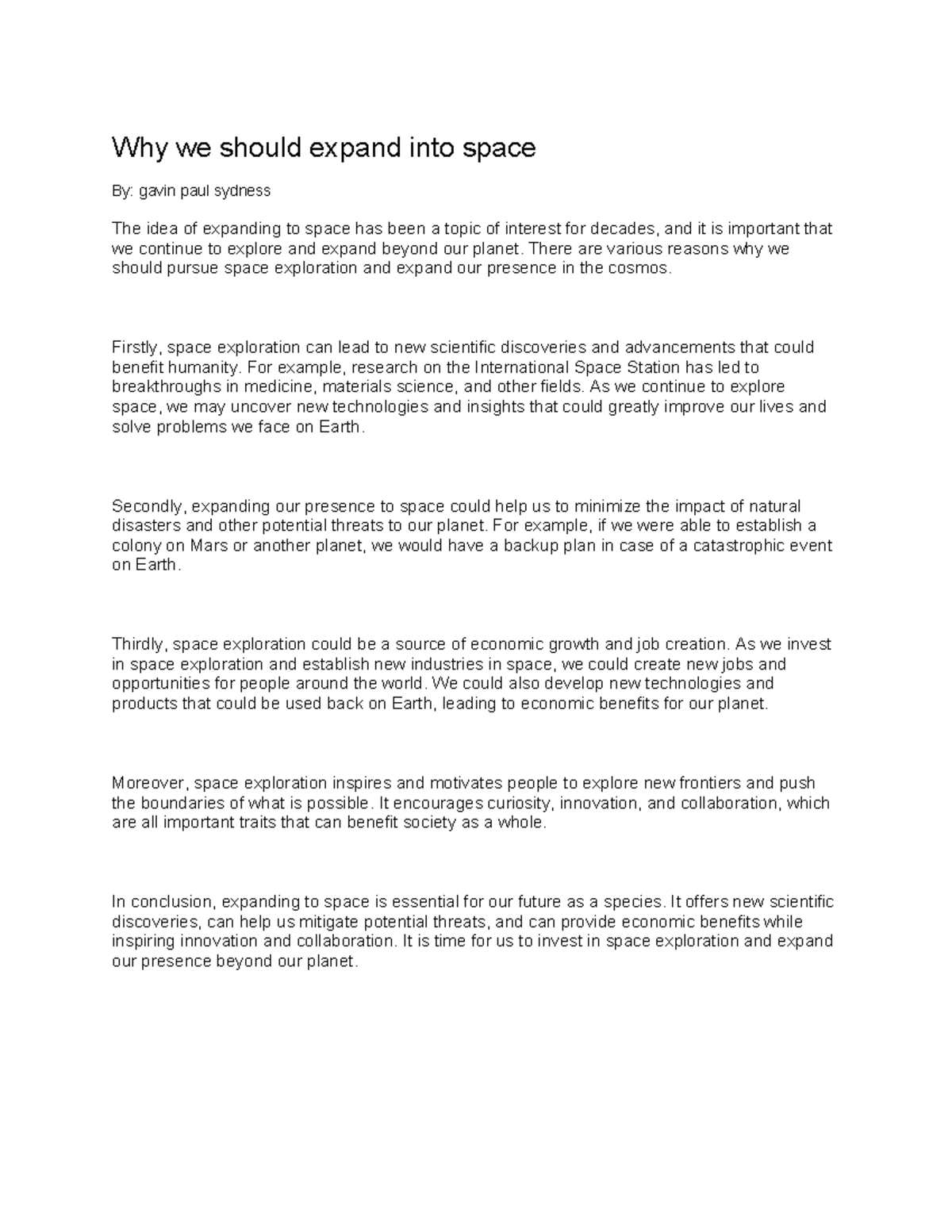 Why we need to expand to space - Why we should expand into space By ...