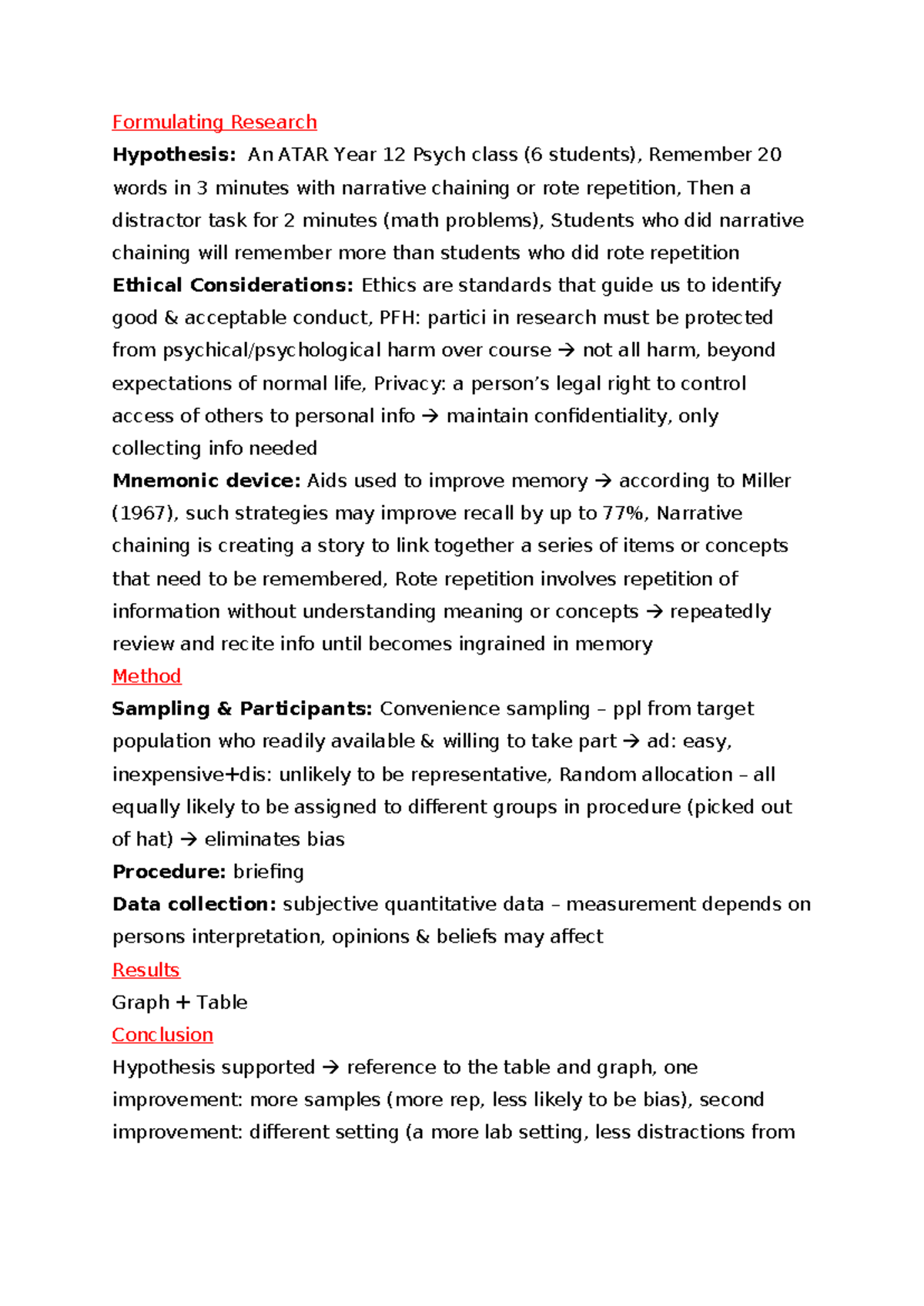 Psych Notes - Formulating Research Hypothesis: An ATAR Year 12 Psych ...