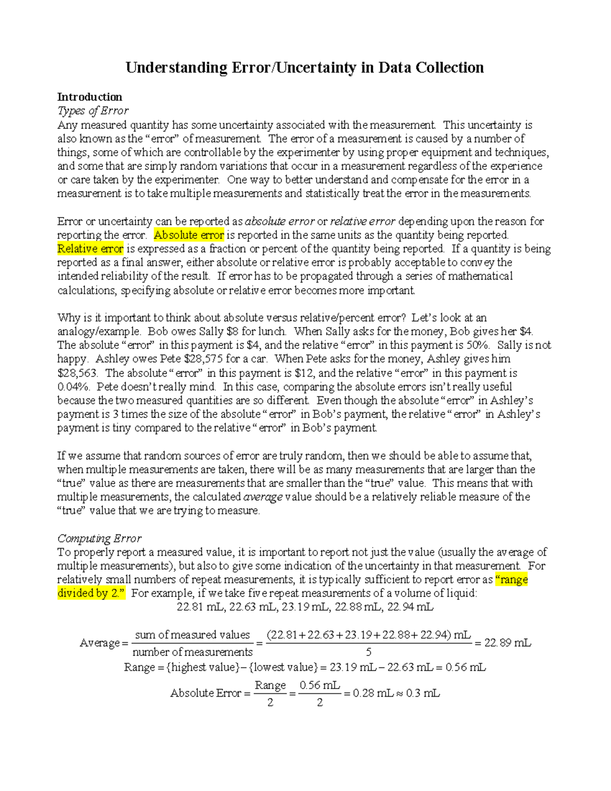 Understanding Data Collection and Types of Error - Studocu