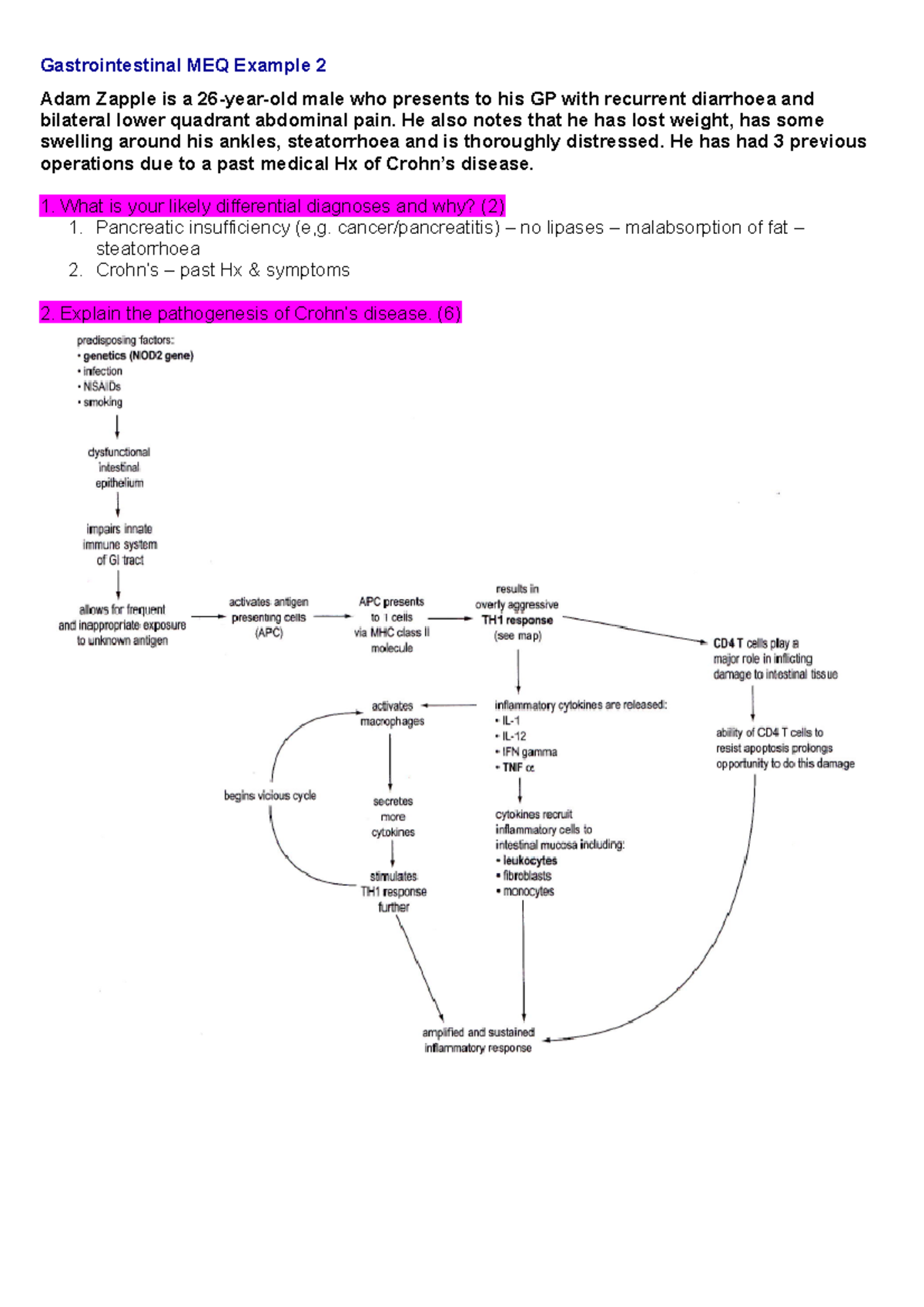 PASS Gastro MEQ 2 answers - Adam Zapple is a 26-year-old male who ...