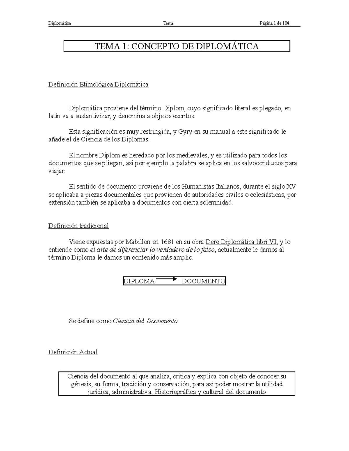 Diplomática - 1111 - TEMA 1: CONCEPTO DE DIPLOMÁTICA Definición ...