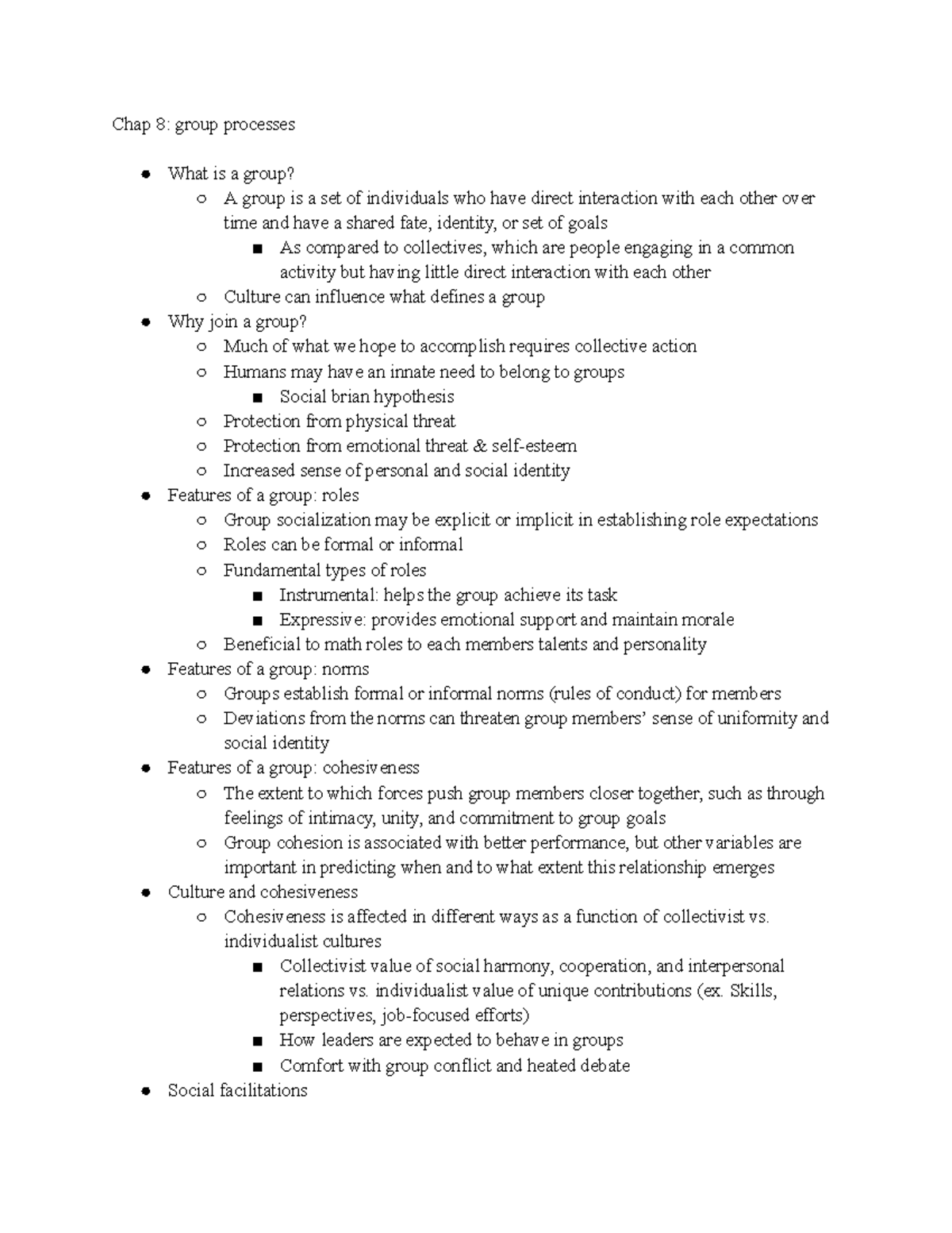 Chap 8 - group processes - Chap 8: group processes What is a group? A ...
