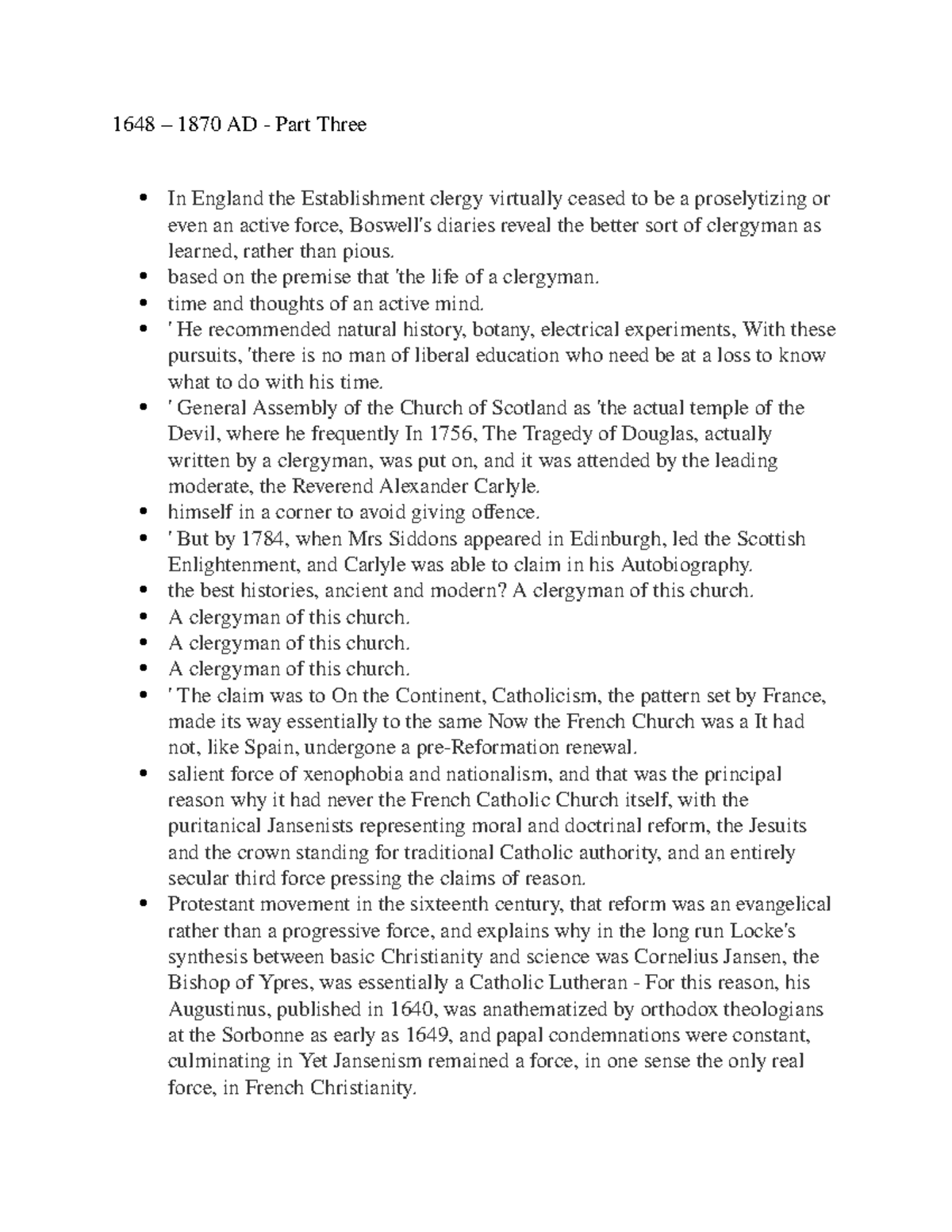 1648 – 1870 AD - Part Three - 1648 – 1870 AD - Part Three In England ...