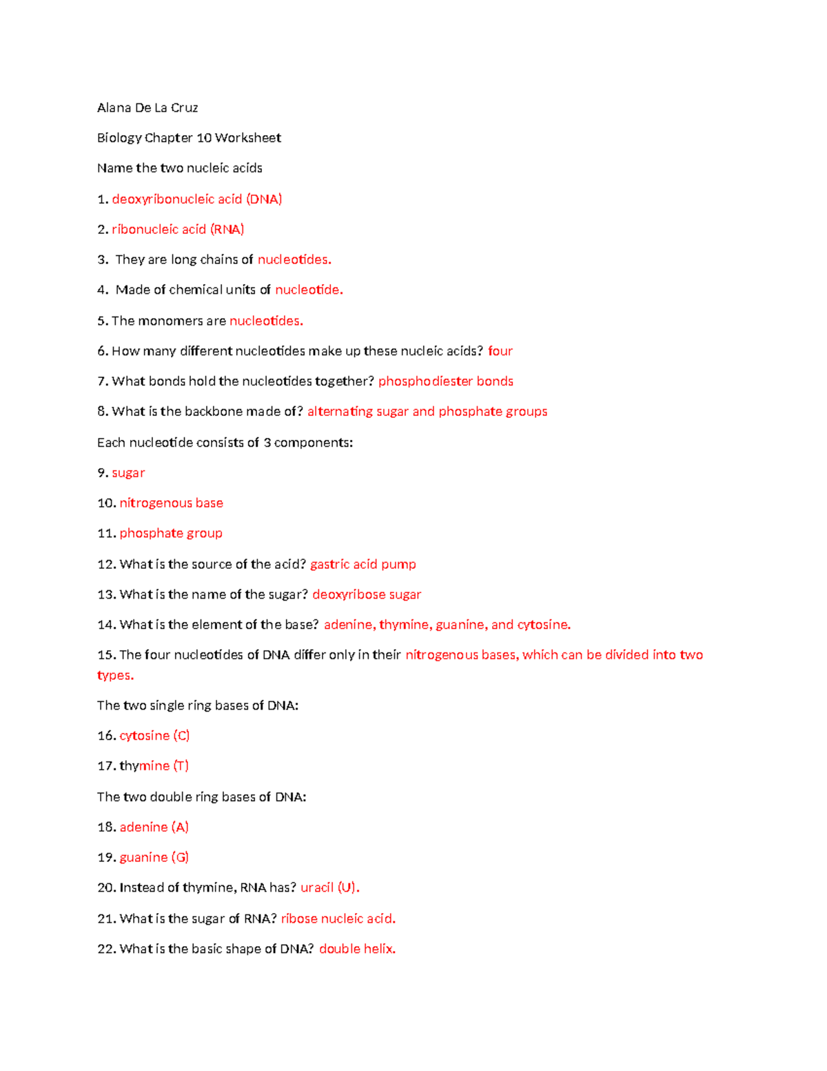 Chapter 10 Worksheet - Alana De La Cruz Biology Chapter 10 Worksheet ...