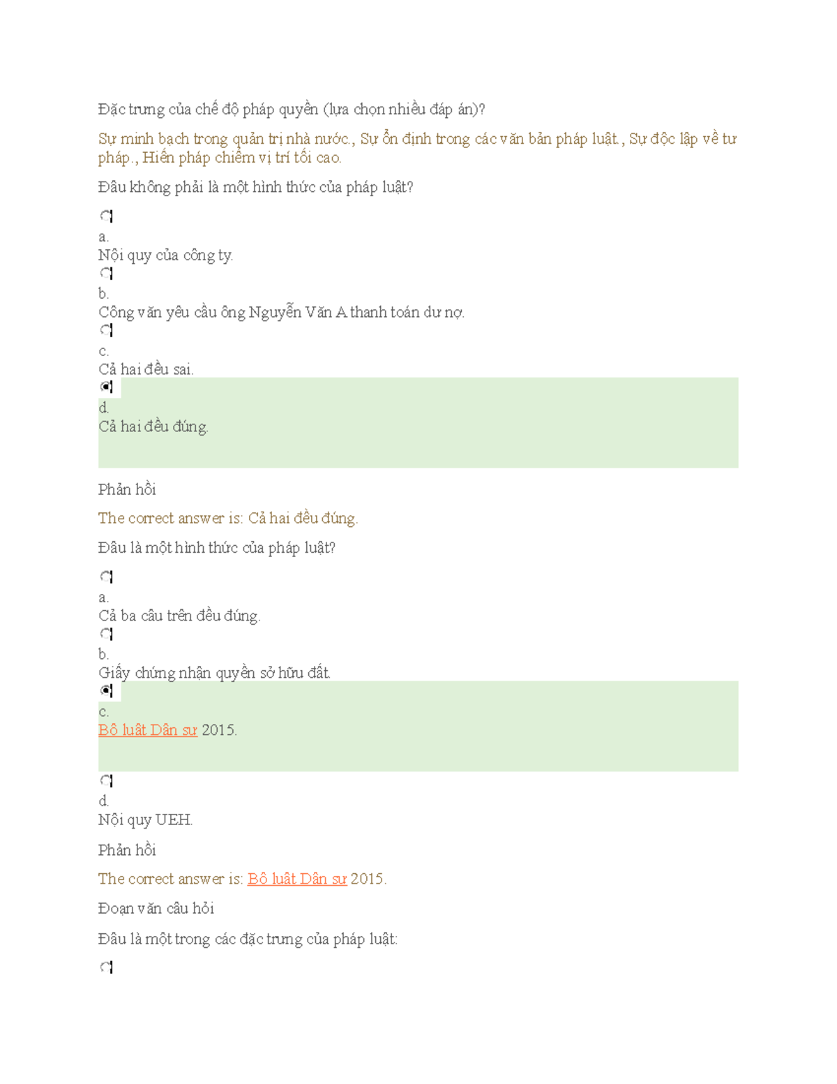 LKD - ạoiheufuwhes - Đặc trưng của chế độ pháp quyền (lựa chọn nhiều ...