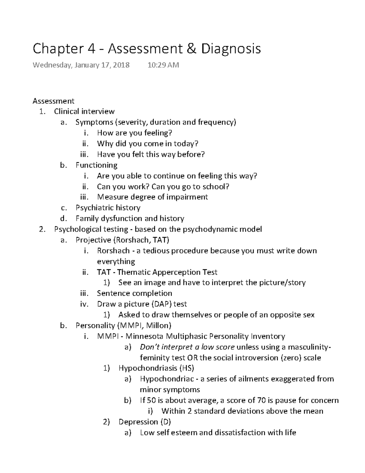 Chapter 4 - Assessment & Diagnosis - Chapter 4 - Assessment & Diagnosis ...
