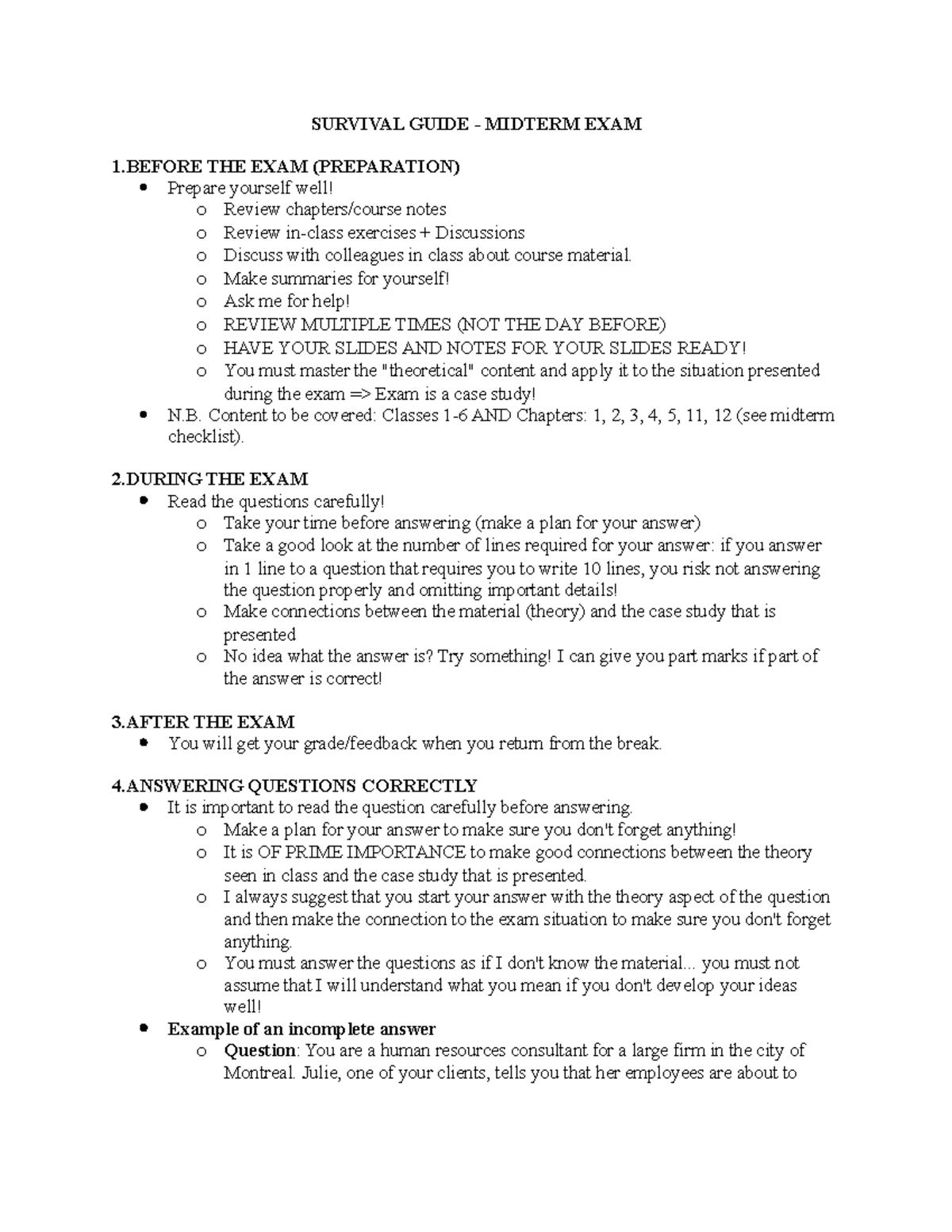 Midterm Survival Guide - SURVIVAL GUIDE - MIDTERM EXAM 1 THE EXAM ...