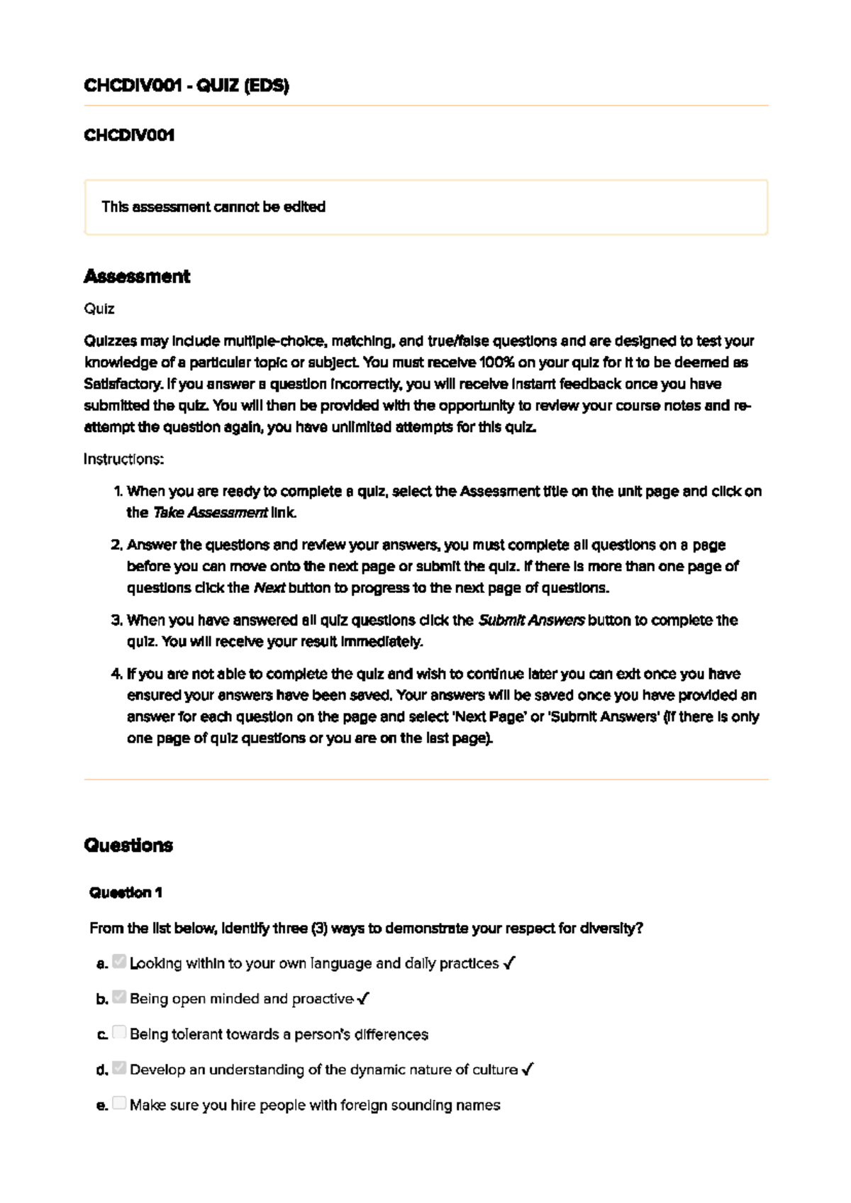 Assessment - Diversity work with diverse people - chc30221 - Studocu