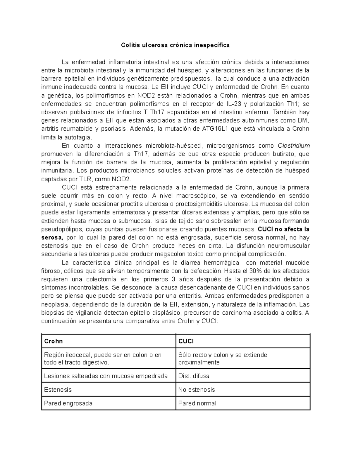 Repaso CUCI - Resumen Patología General II - Colitis ulcerosa crónica ...