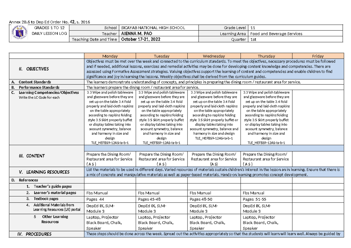 625000336 2022 DLL week 3 fbs - Annex 2B to Dep Ed Order No. 42, s ...