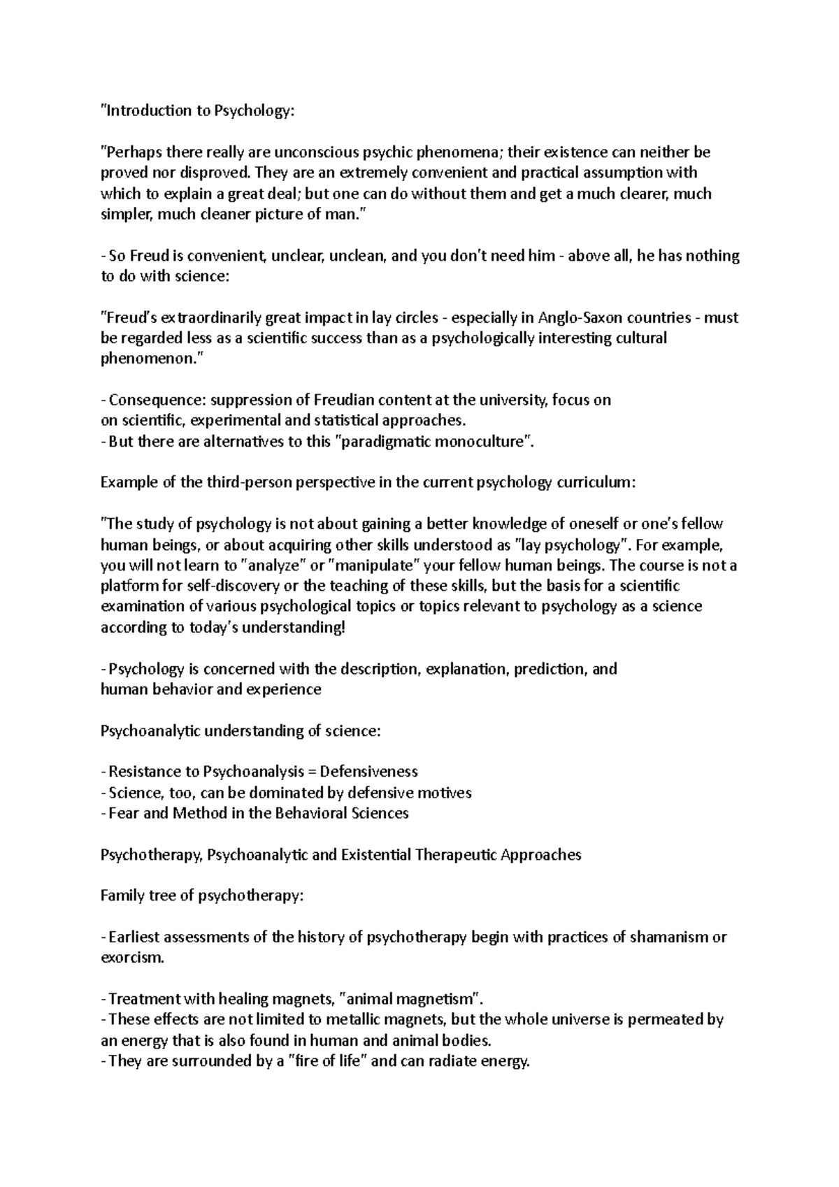 Introduction to Psychology - "Introduction to Psychology: "Perhaps ...