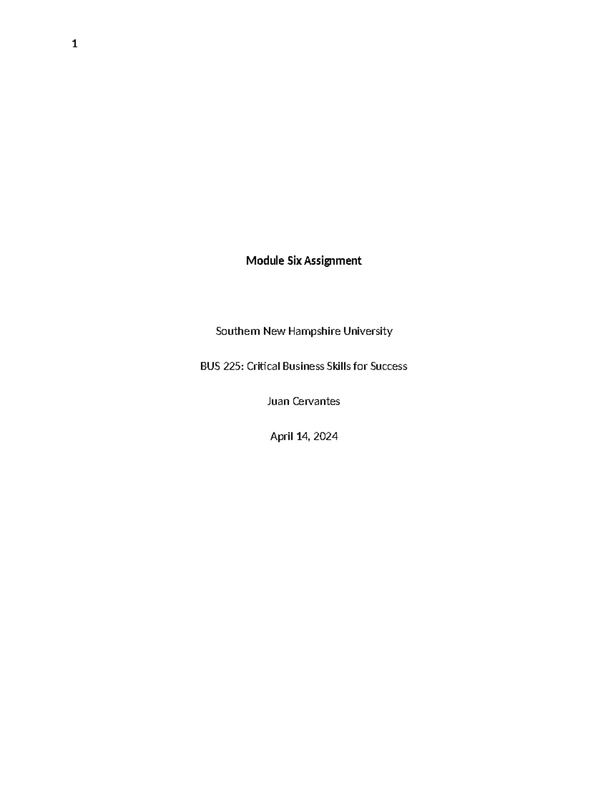 BUS225 Module Six Assignment - Module Six Assignment Southern New ...