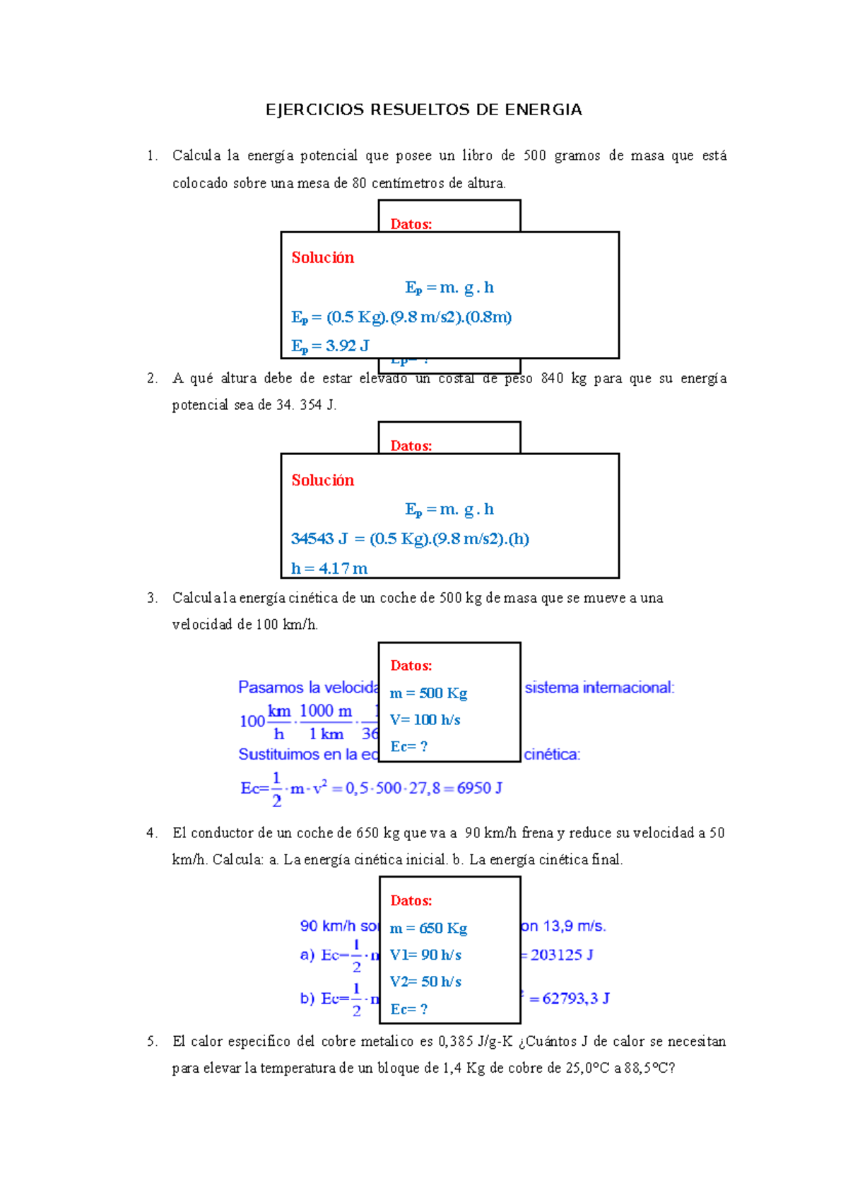 Semana 03 Ejercicios Resueltos Y Propuestos DE Energia - EJERCICIOS RESUELTOS DE ENERGIA Calcula ...