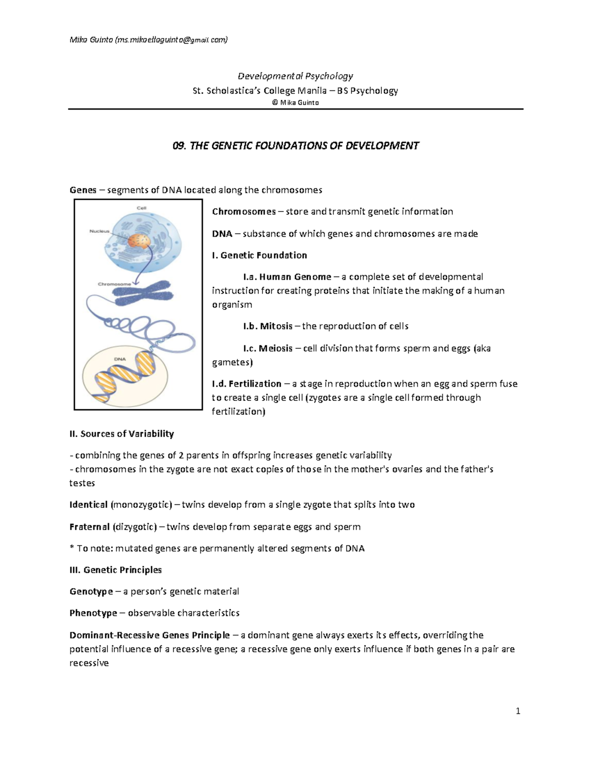 (DEV PSYCH) Genetics to Evolutionary Factors - Developmental Psychology ...
