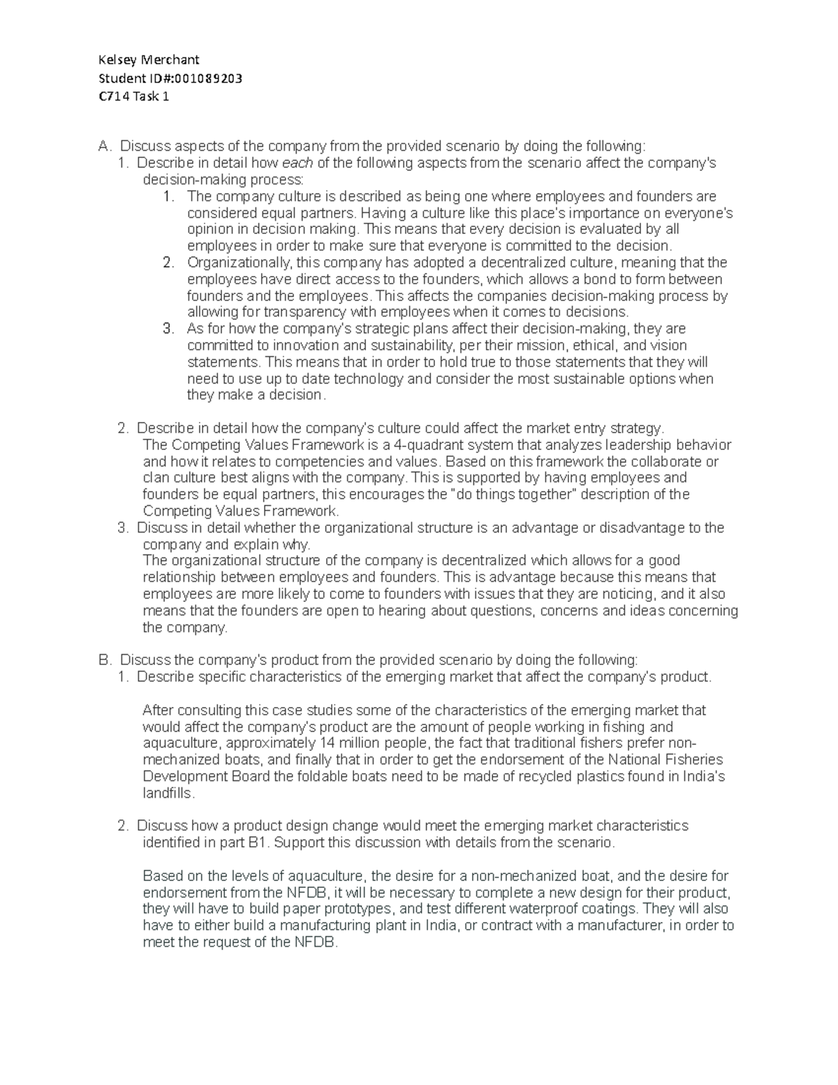 C714 Task 1- Passed - Kelsey Merchant Student ID#: C714 Task 1 A ...