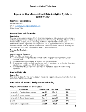 Special Topics - syllabus - Topics on High-Dimensional Data Analytics ...