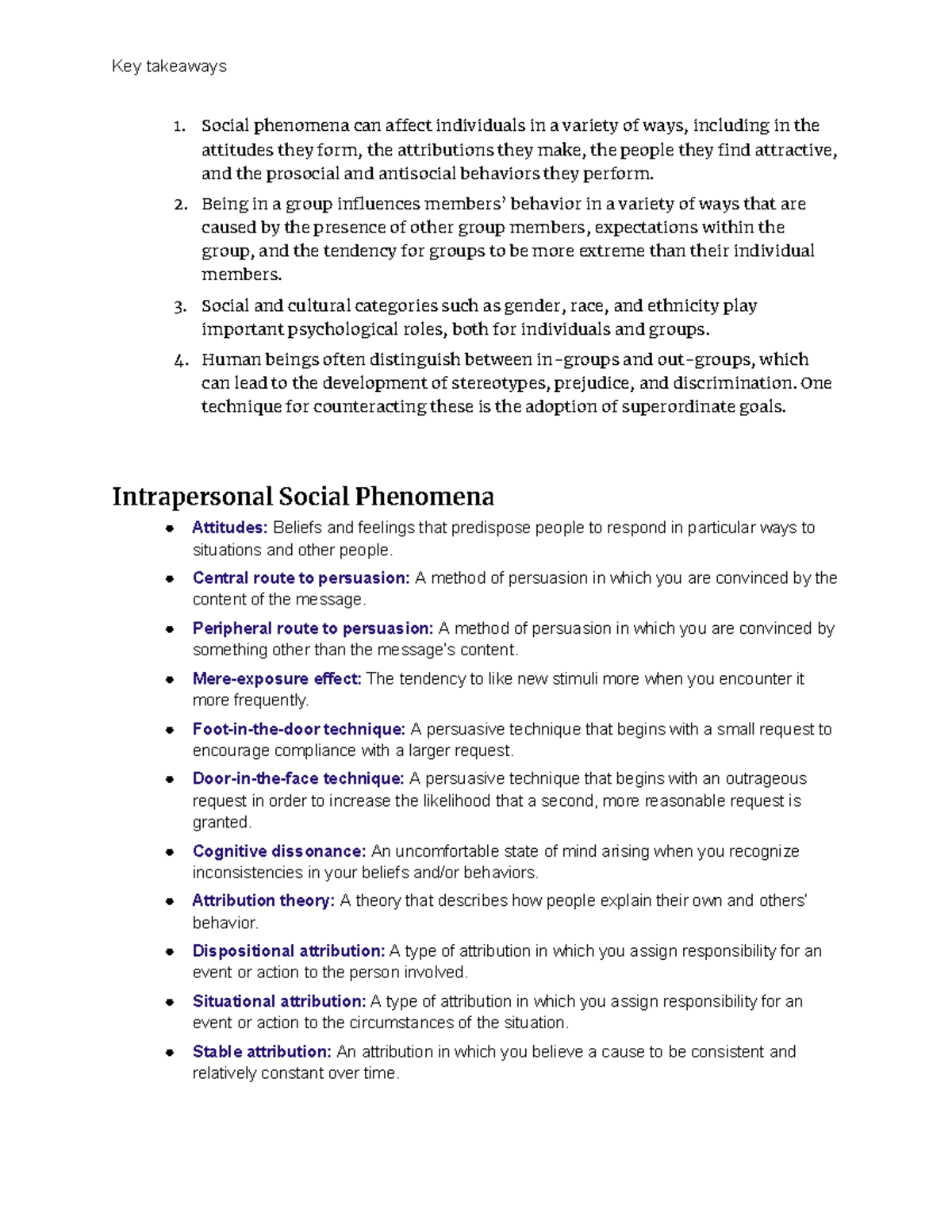 Social intro keytakeaways - Key takeaways Social phenomena can aect ...