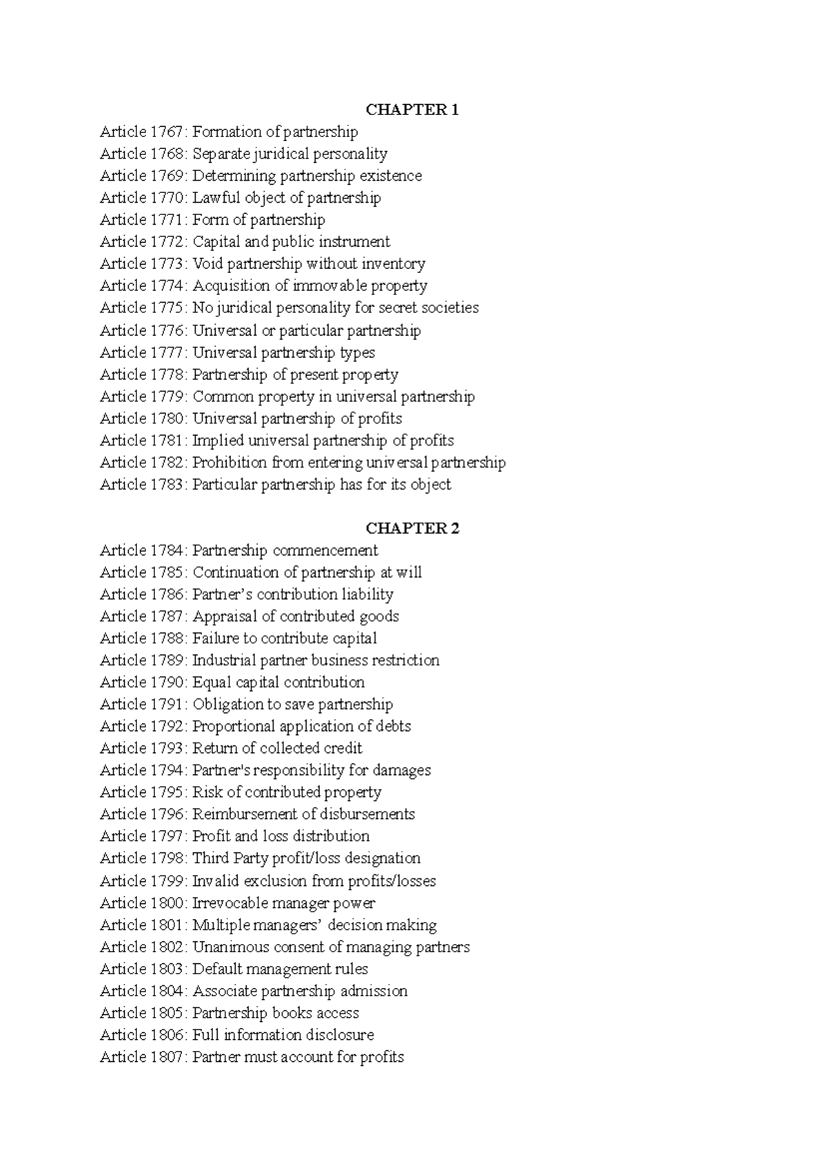 Buslaw 1 Keywords - CHAPTER 1 Article 1767: Formation of partnership ...