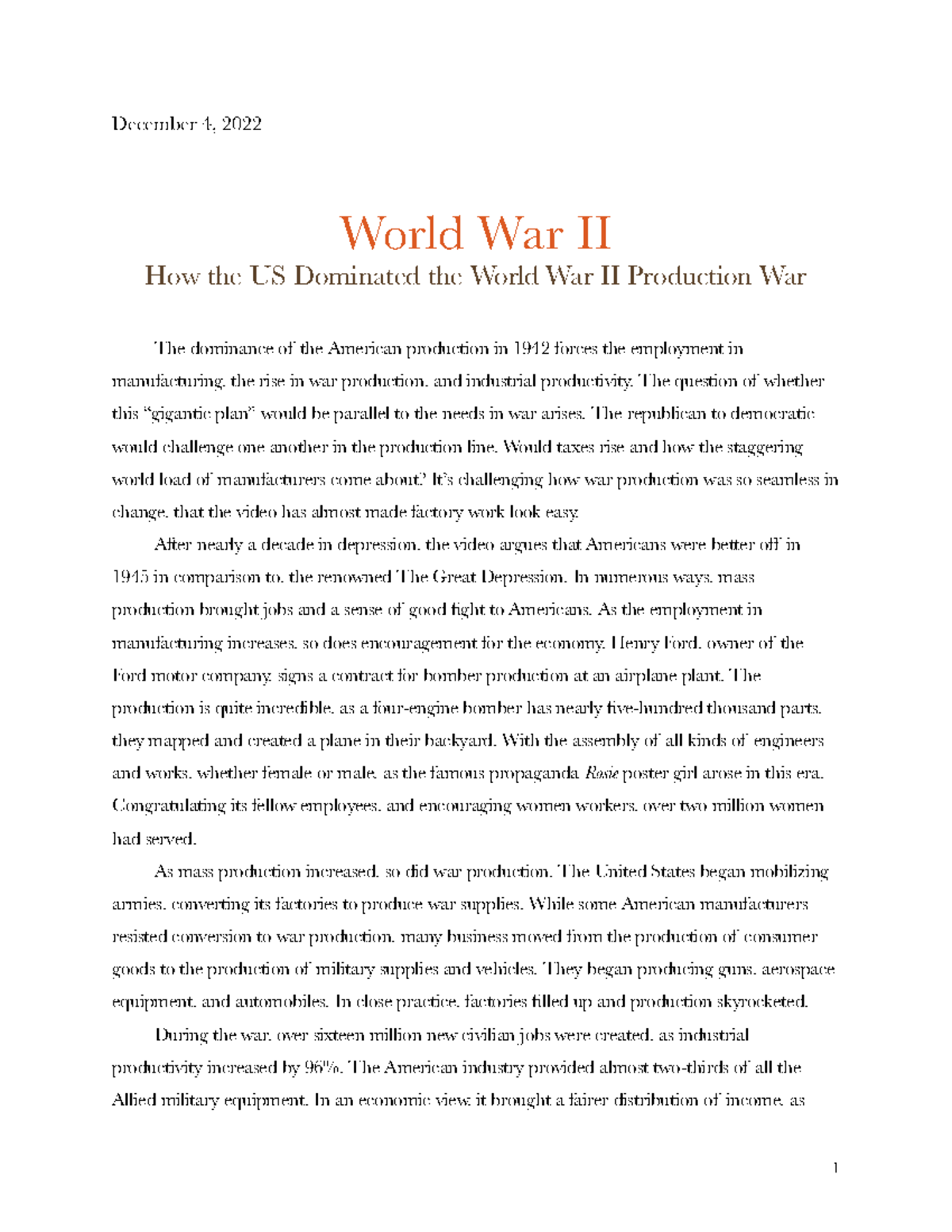 World War II - Hist. - December 4, 2022 World War II How the US ...