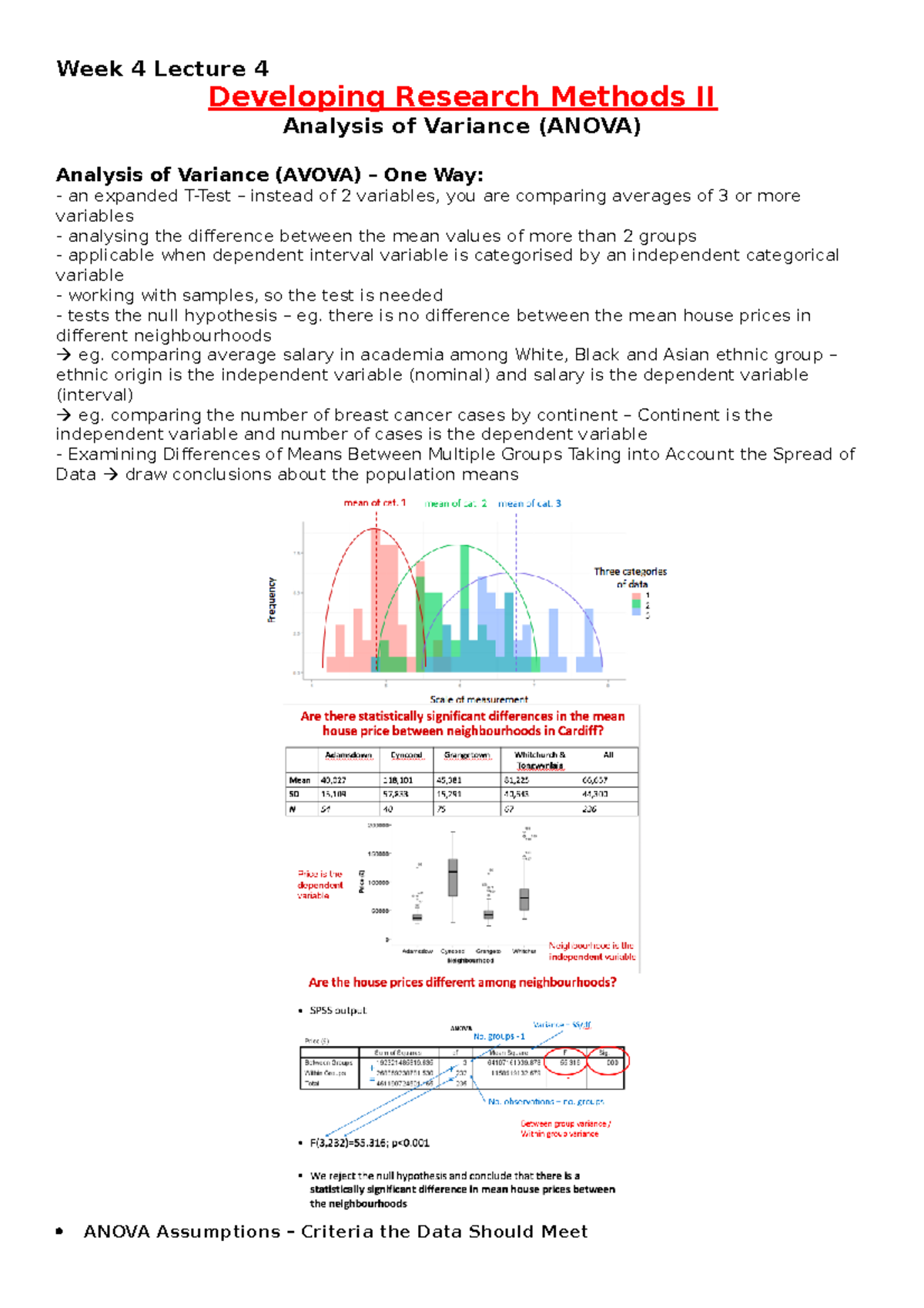 Week 4 Lecture 4 Anova - Week 4 Lecture 4 Developing Research Methods ...