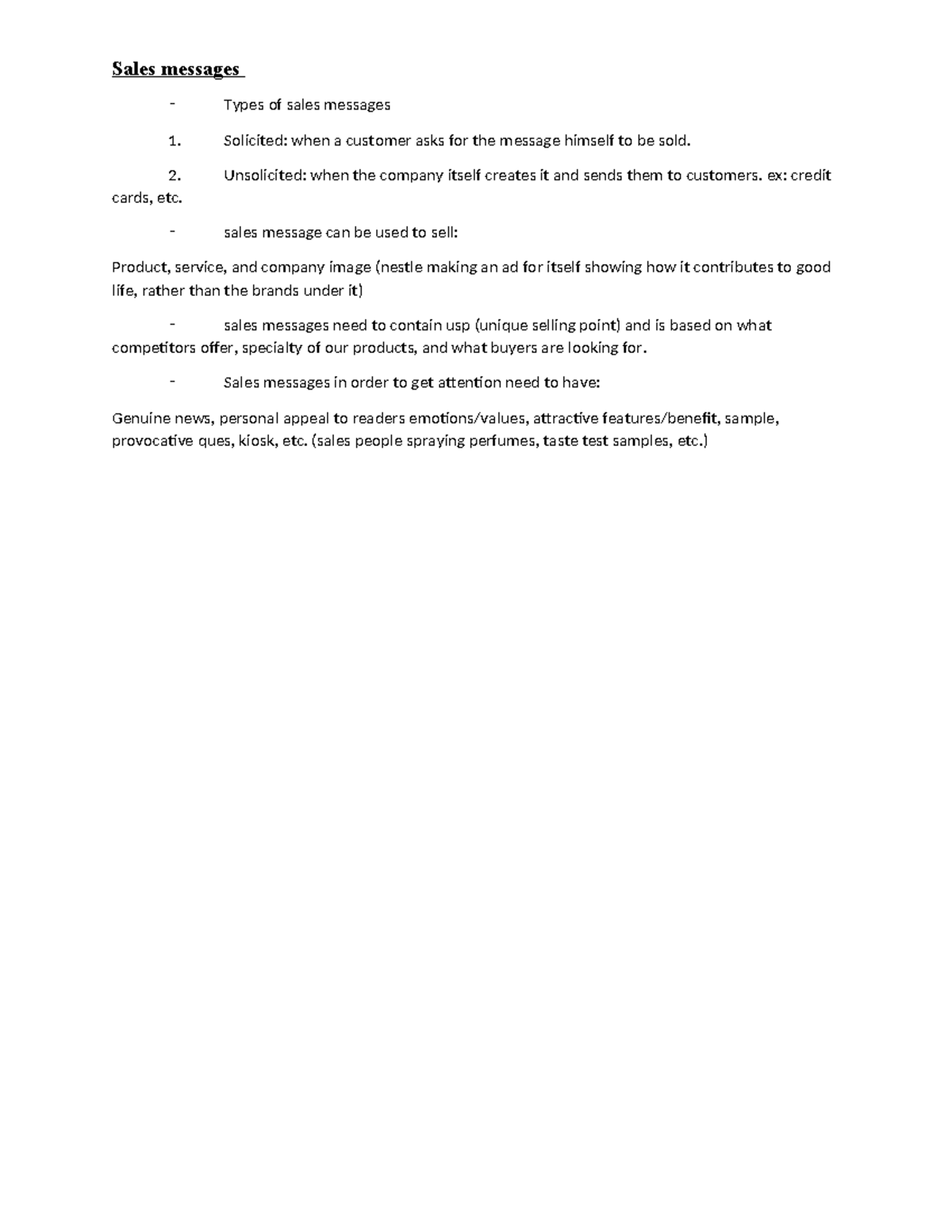 Sales messages (brief overview) - Sales messages ⁃ Types of sales ...