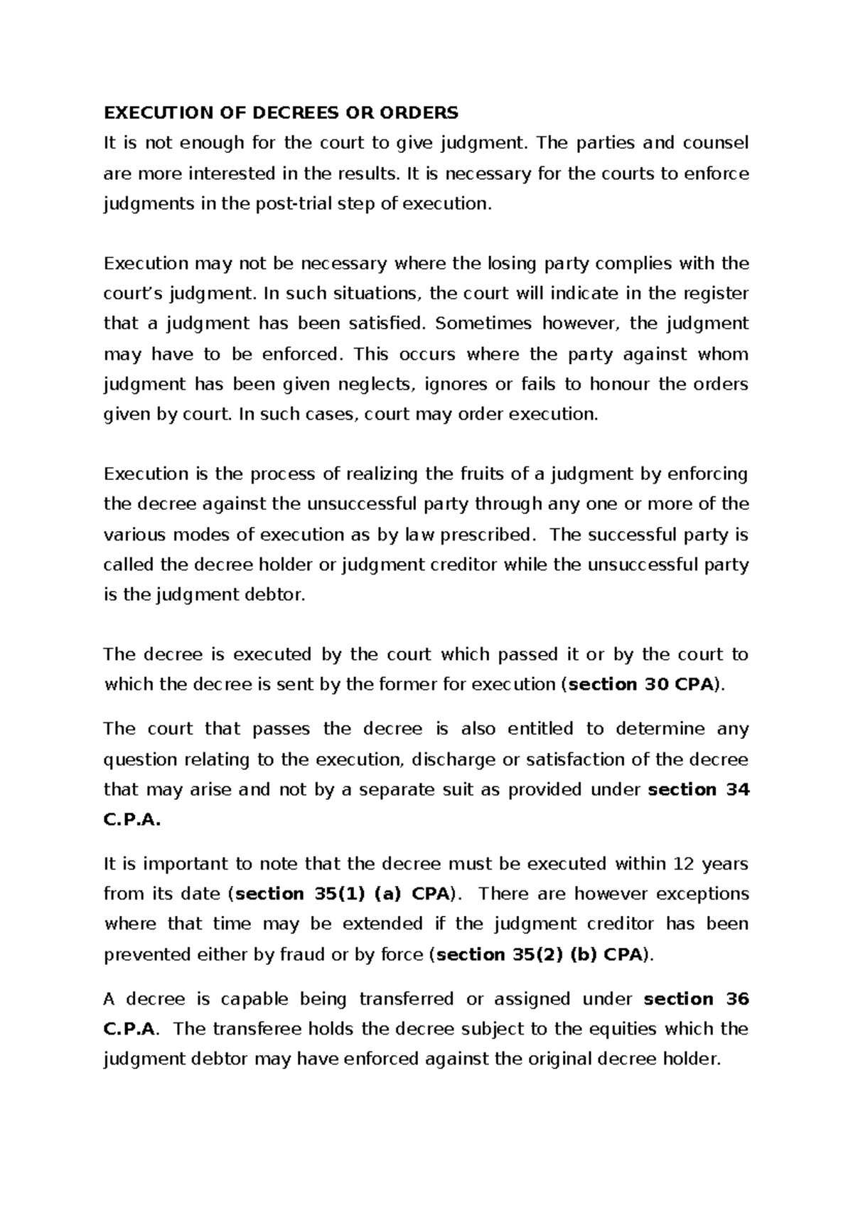 Execution OF Decrees Orders AND Related Matters 2022 - EXECUTION OF ...