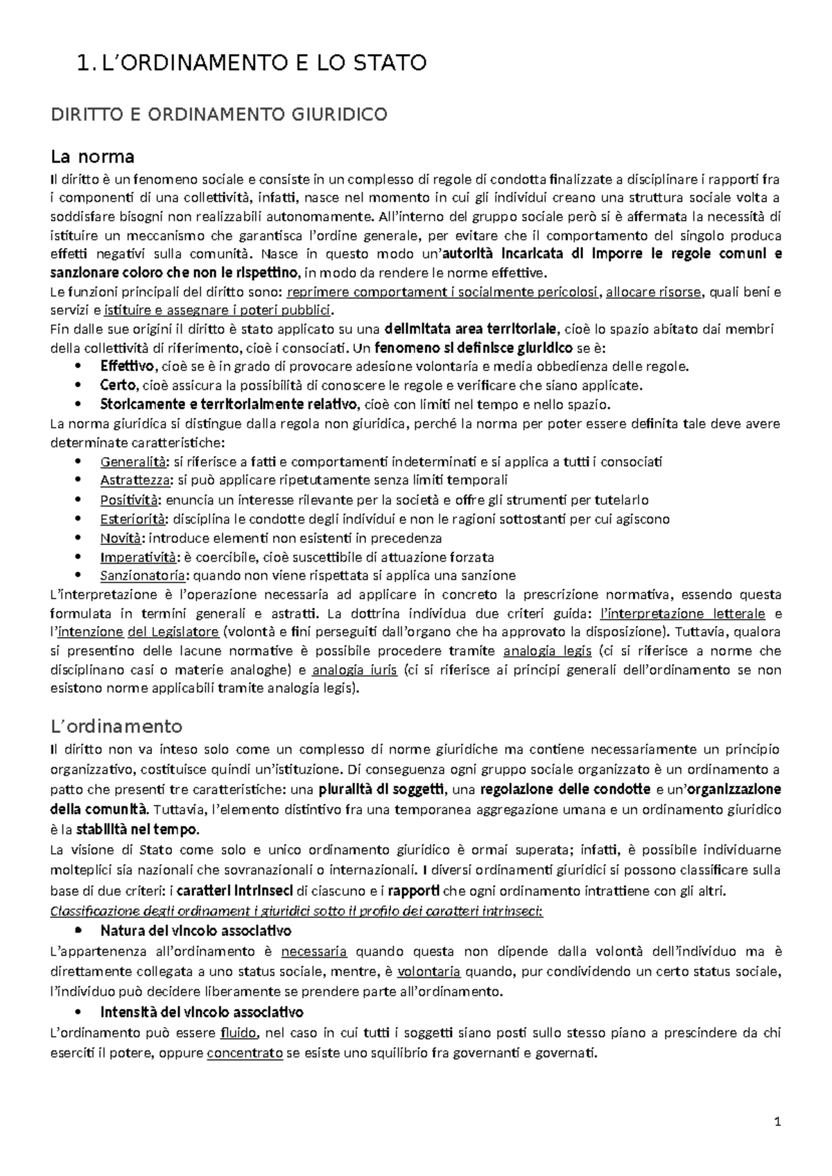 Diritto Pubblico merged - 1. L’ORDINAMENTO E LO STATO DIRITTO E ...