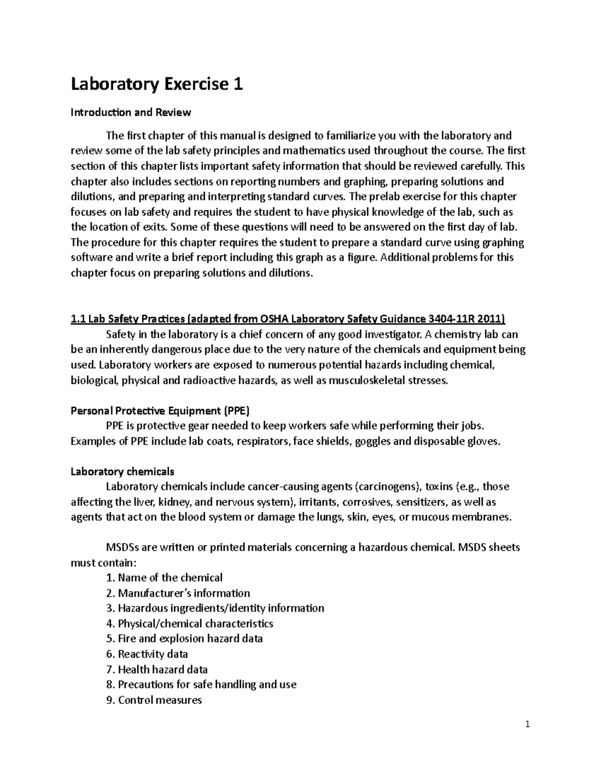 CHE420L Laboratory Exercise 1 - Laboratory Exercise 1 Introduction and ...