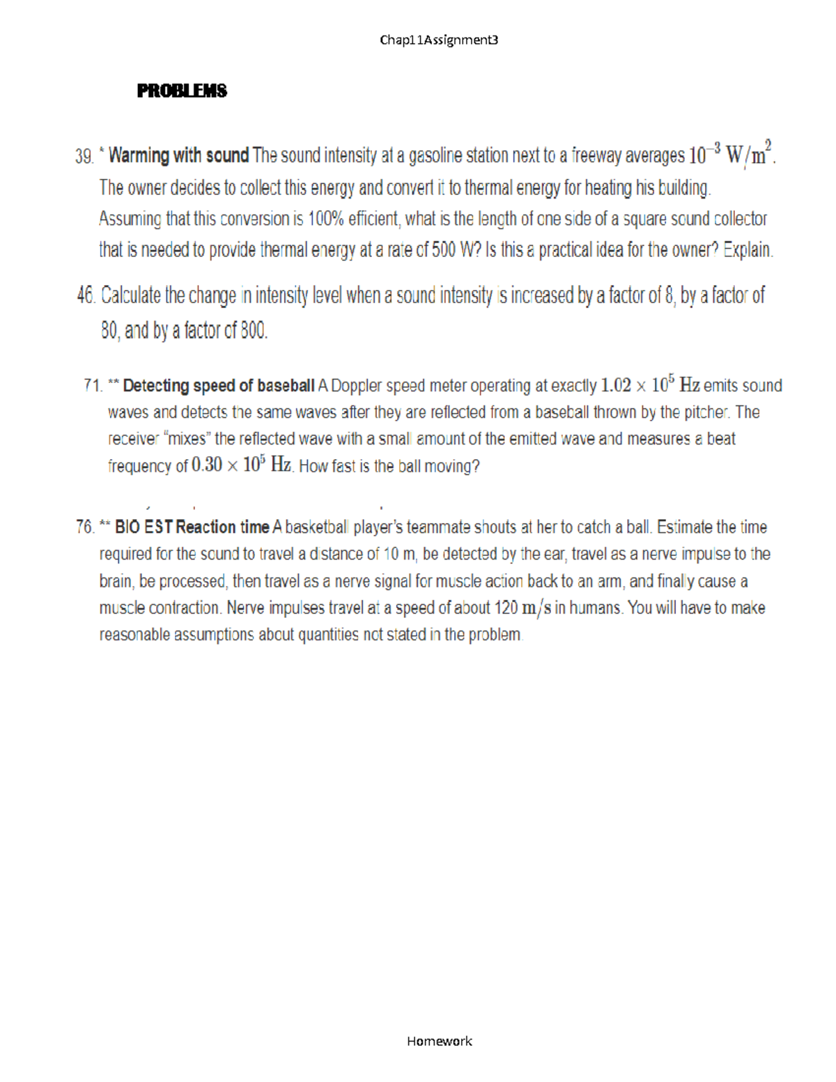 Chap11Assignment 3 - Chapter 11 Assignment 3 problems - Chap11Assignment PROBLEMS Homework ...